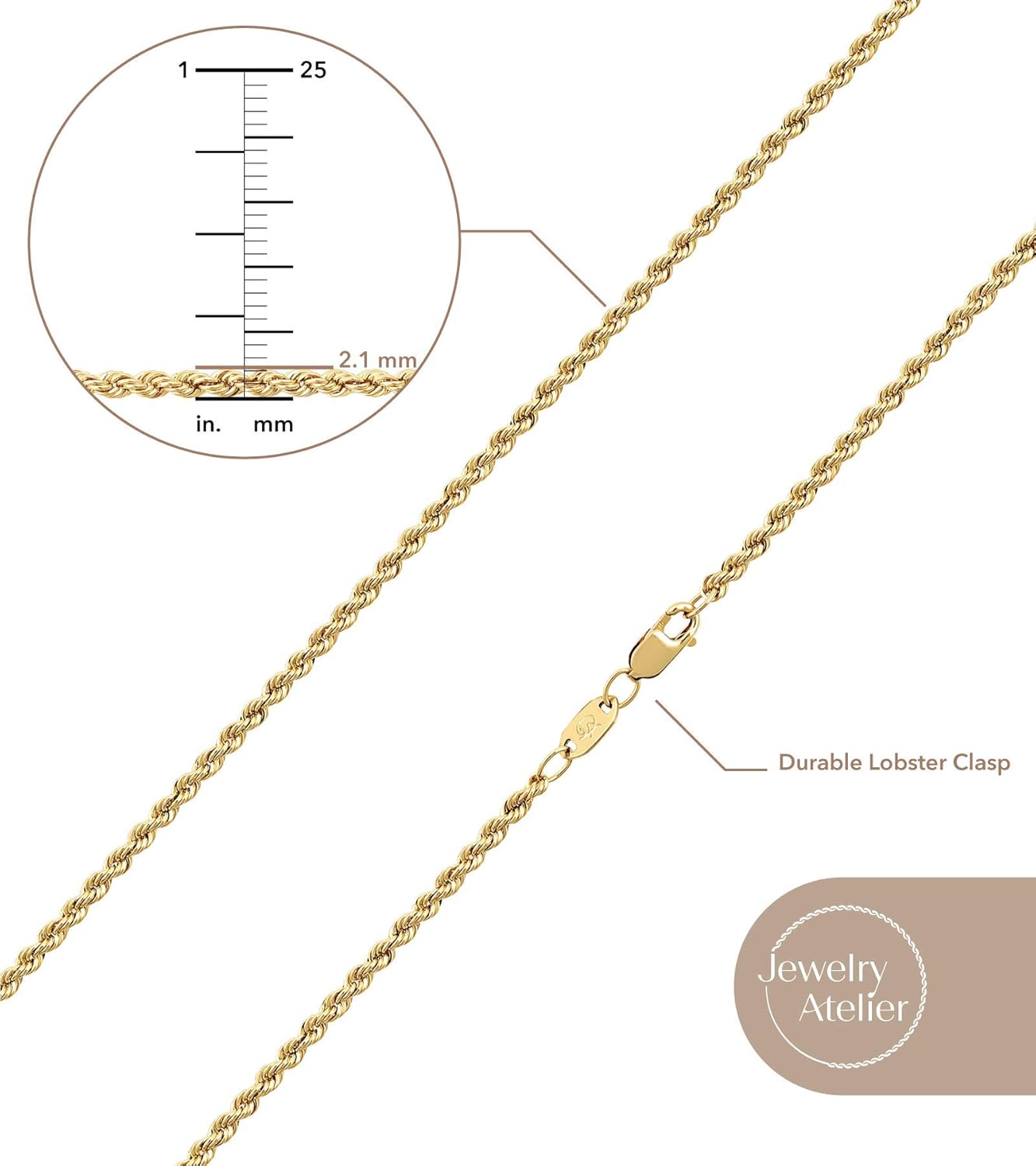 Jewelry Atelier Gold Chain Necklace Collection - 14K Solid Yellow Gold ...