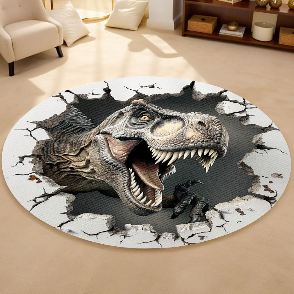 Amazon.com: Round Rugs, Art Dinosaur t-rex Area Rug, Dinosaur t-rex ...