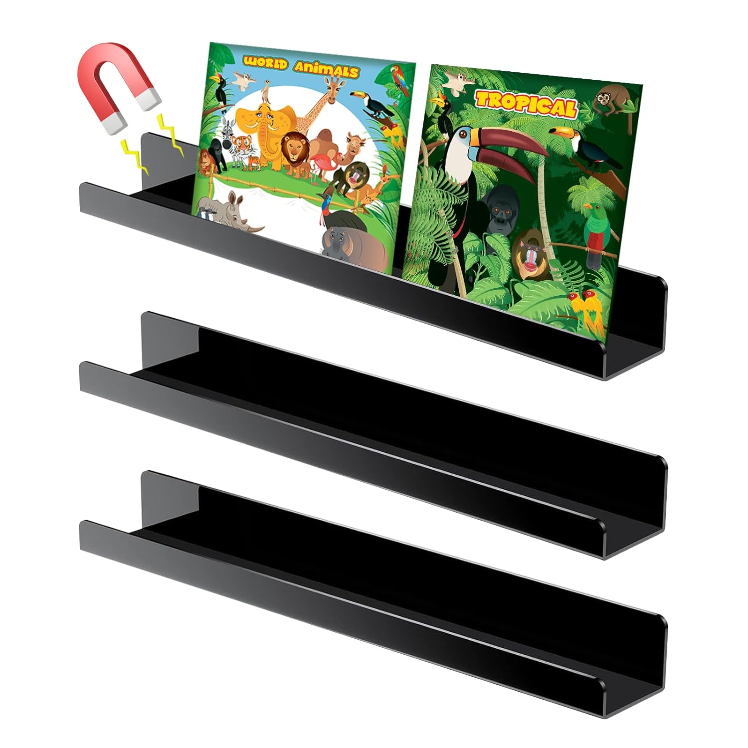 Yuneme 3 Pcs Book Shelf for Whiteboard, 3MM Thickness Acrylic Book ...