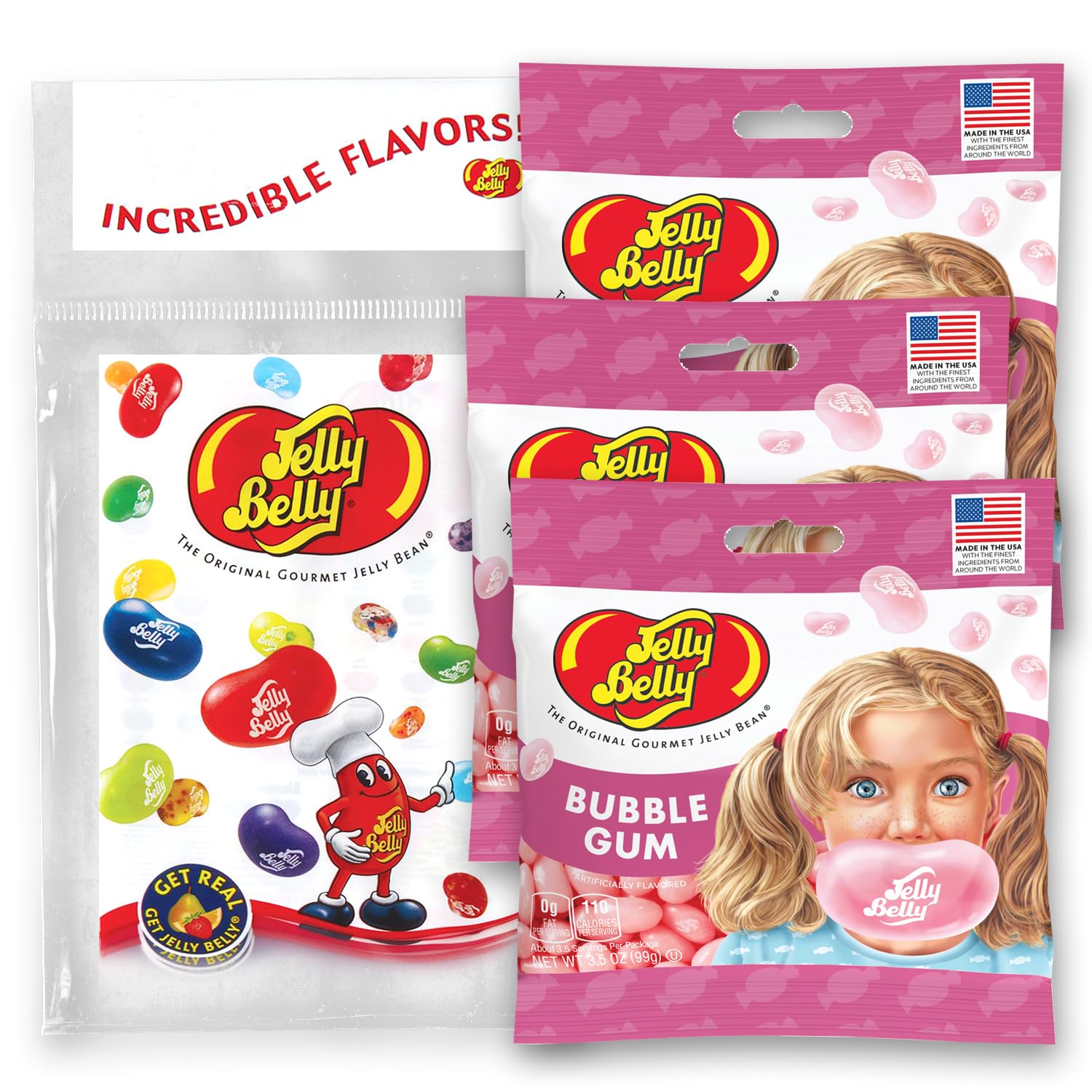 Amazon.com : Jelly Belly Bubble Gum Jelly Beans, 3.5 oz Grab & Go Bags ...