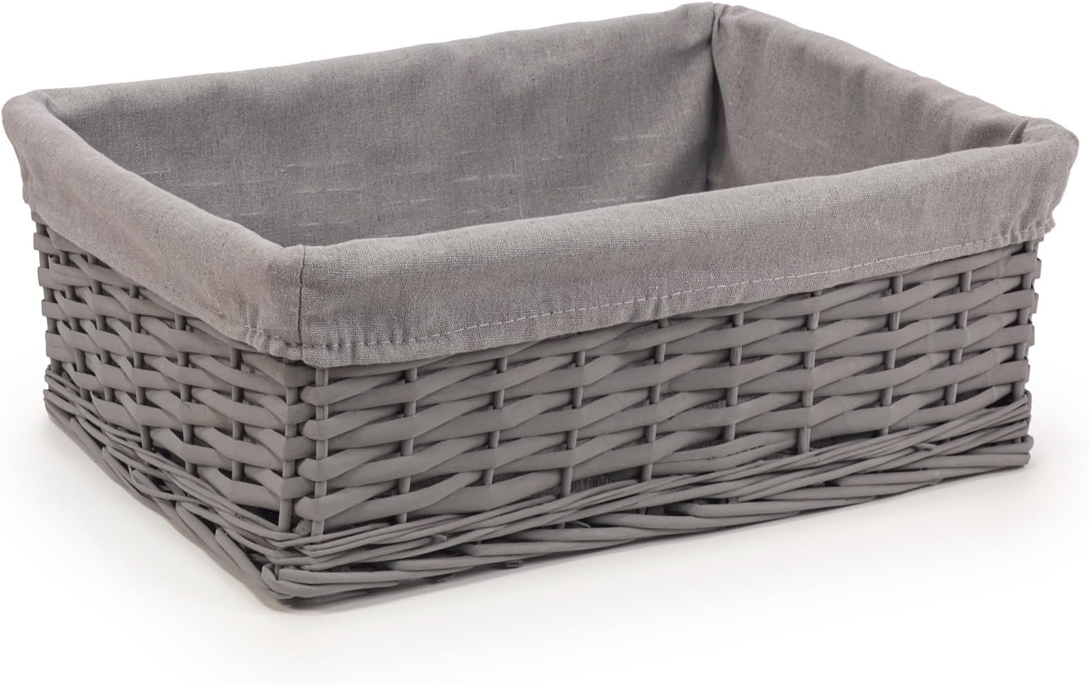 Woodluv Grey Wicker Rectangular Storage Gift Hamper Basket With ...