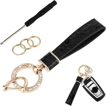 Amazon.com: Amabro Leather Car Keychain, Universal Leather Keychain ...
