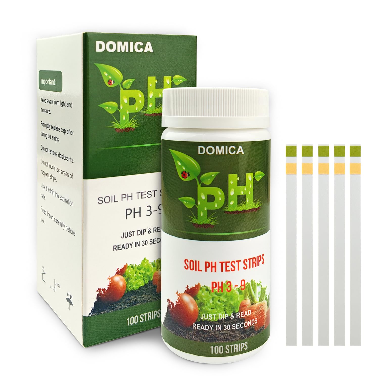 Soil pH Test Kit (3-9 Range) 100 Soil pH Tester Strips, Test Soil of ...