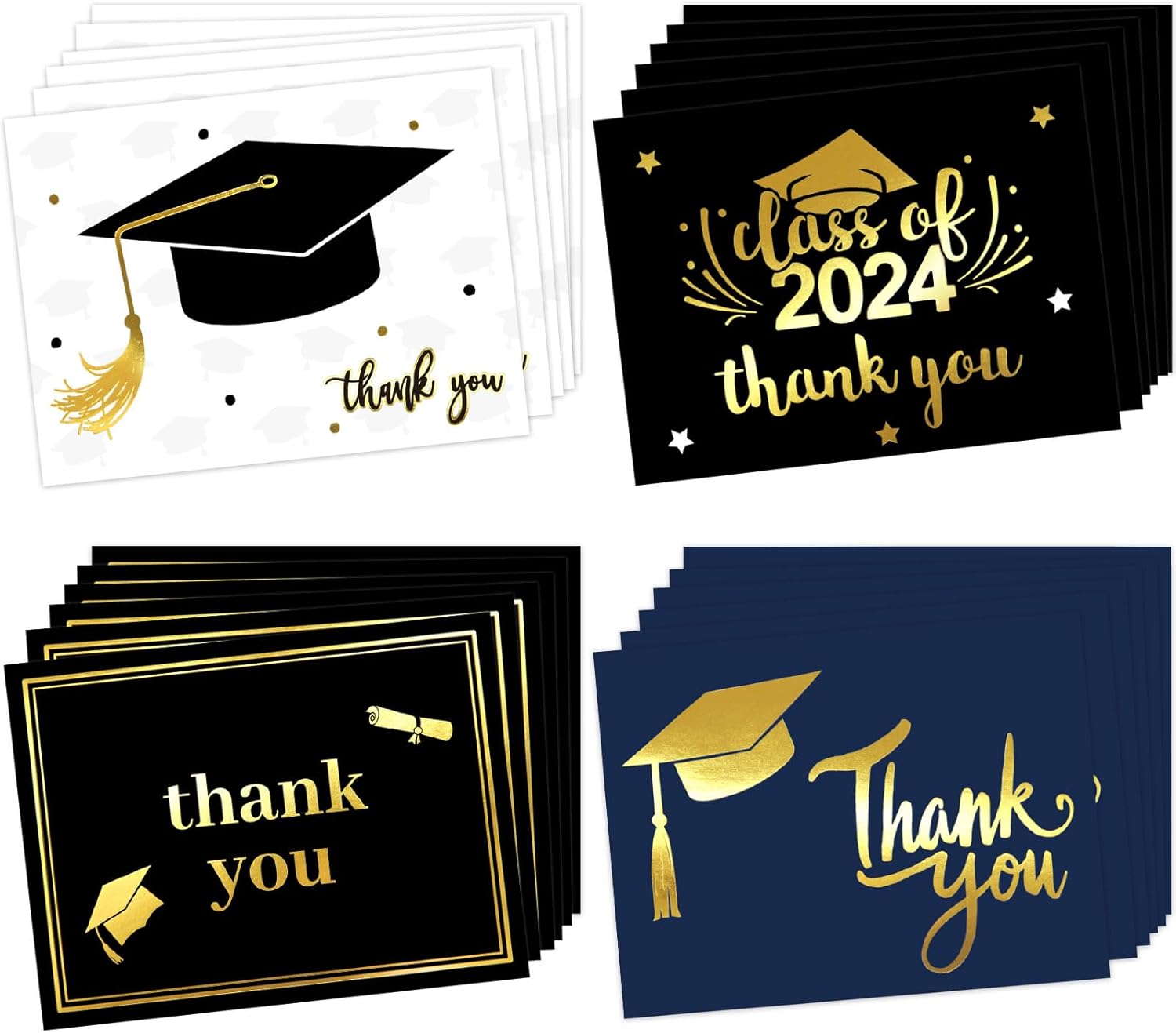 Amazon.com : 2024 Graduation Thank You Cards with Envelopes 24 Pack ...