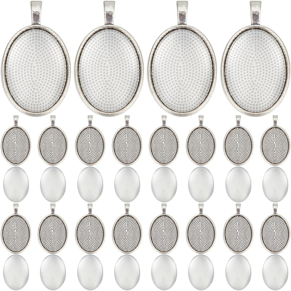 Amazon.com: SOFPLATE 1 Box 60Pcs Cabochon Bezel Tray Silver Bezel ...