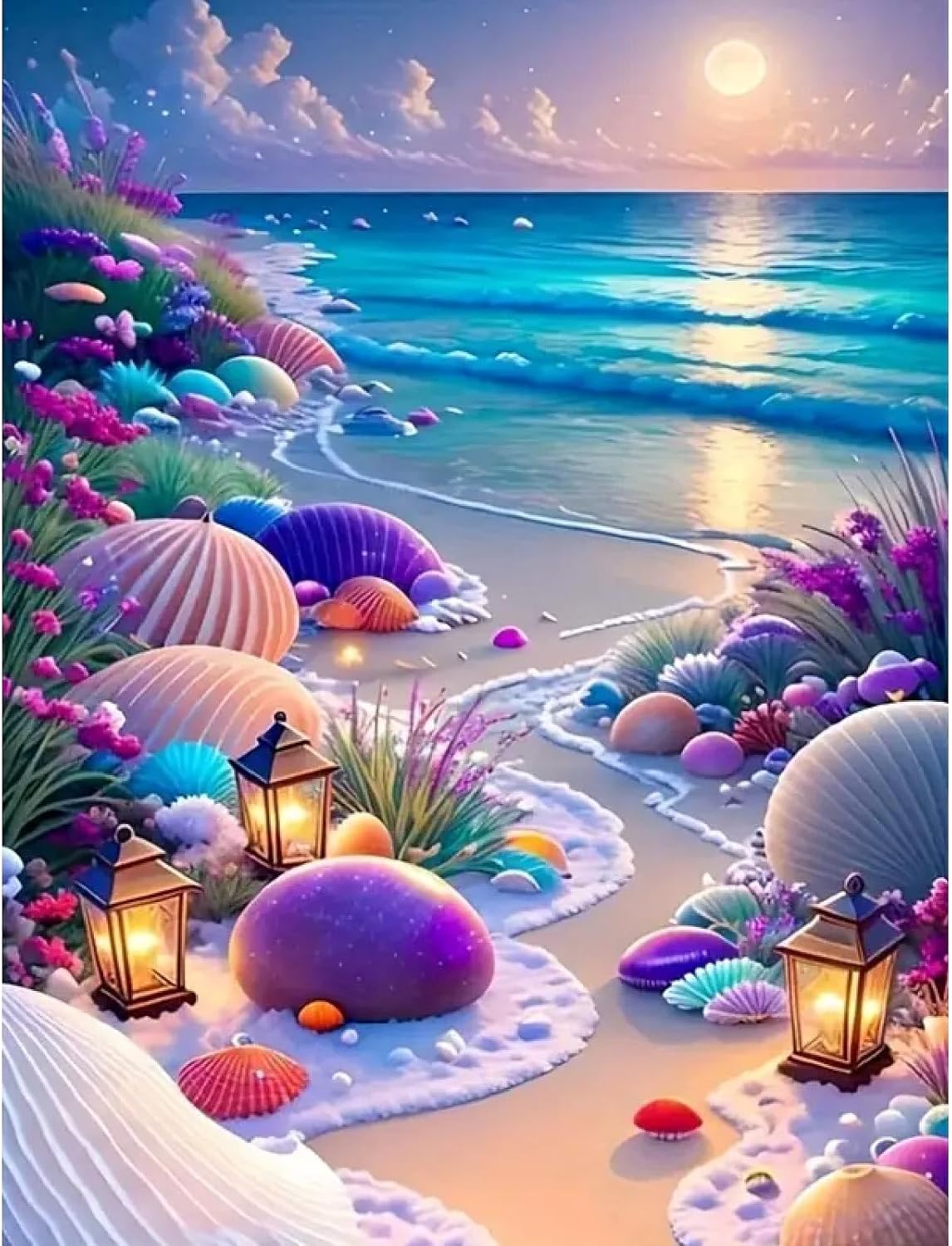 Amazon.com: MOMDEDP Beach Diamond Painting Kits for Adults, 5D Seashell ...