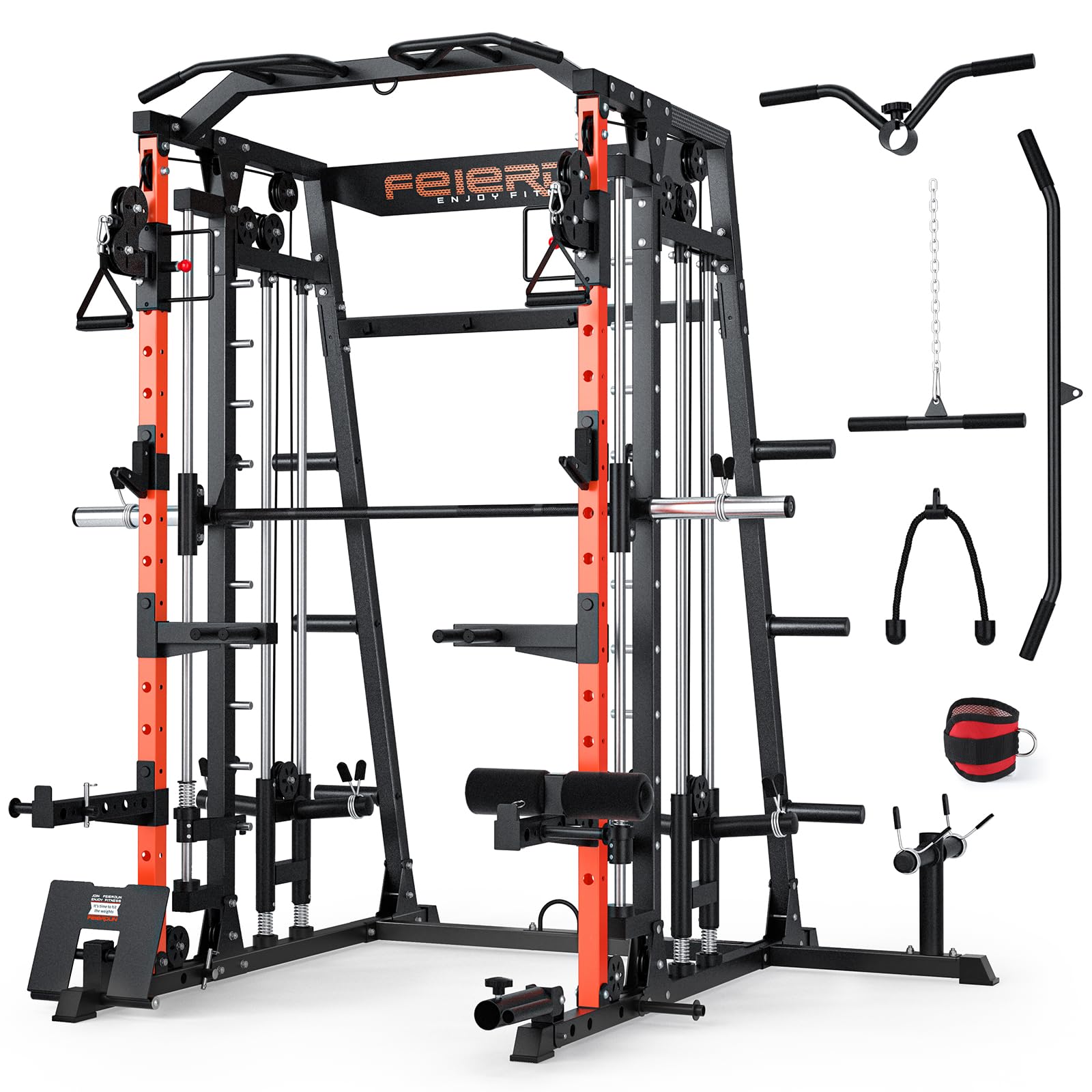 Snapklik.com : FEIERDUN Smith Machine FOR01, All-in-One Home Gym Power Cage