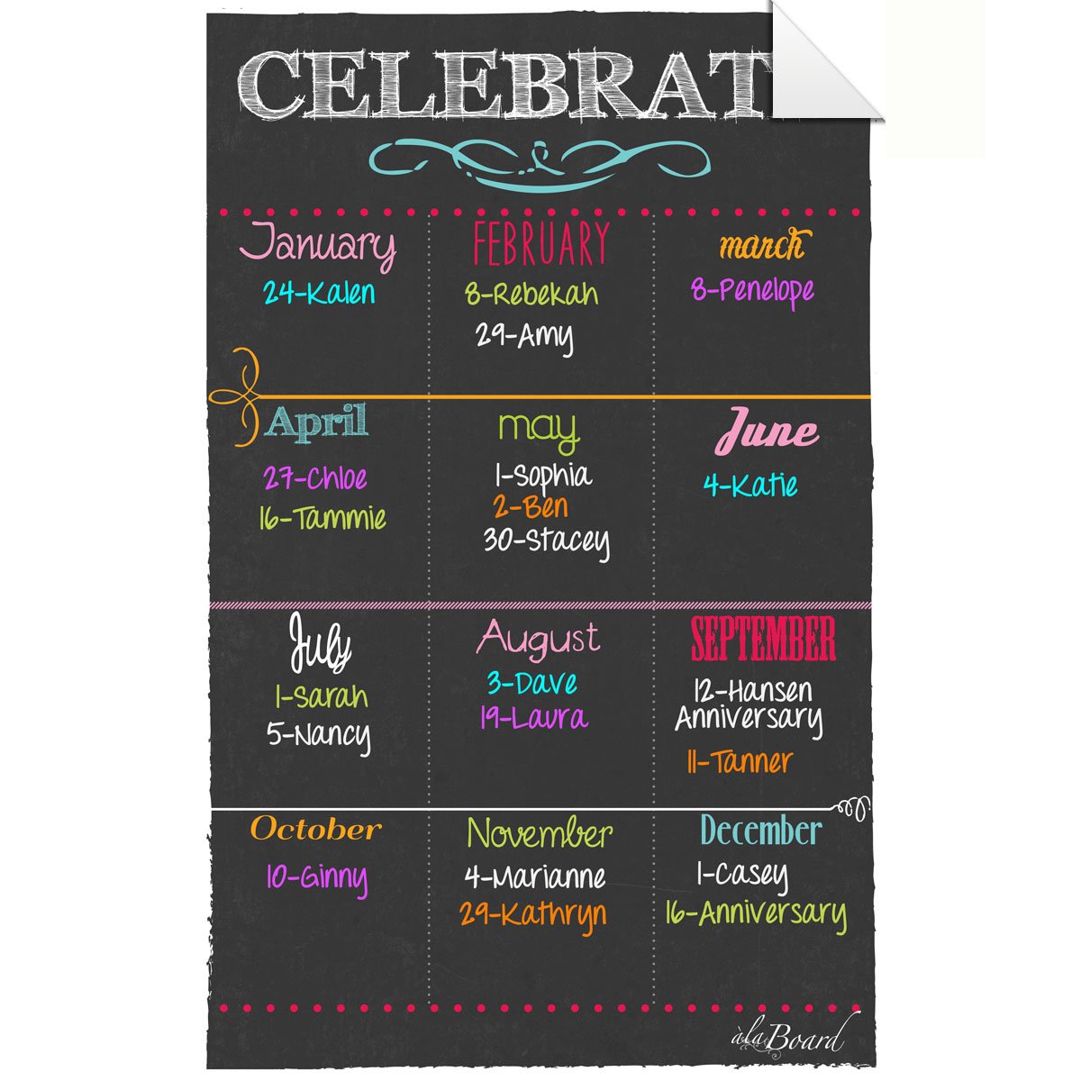 Amazon.com : Birthday Calendar Decal Black : Office Products