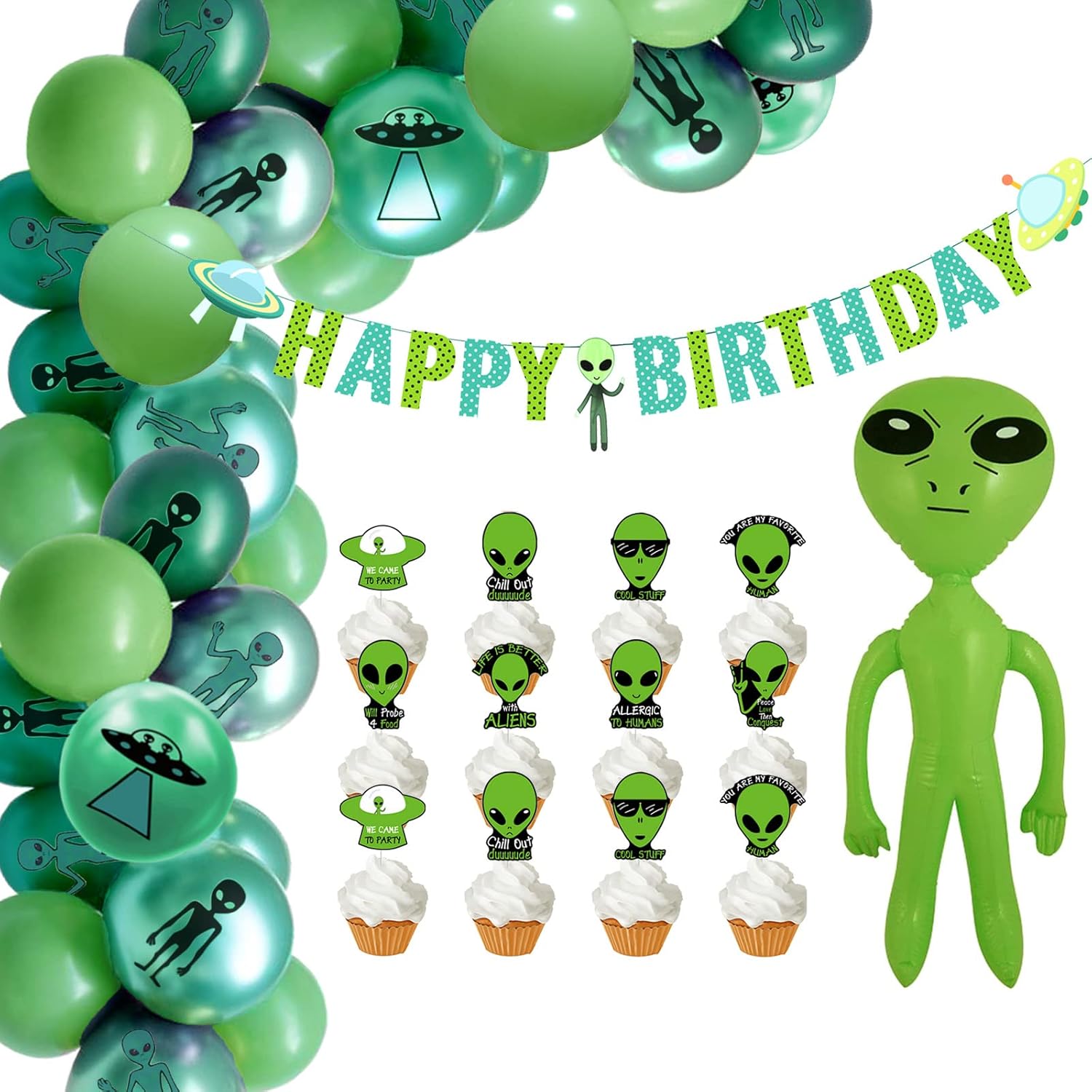 Alien Geburtstag Deko aufblasbares Alien Luftballons Komische Party ...