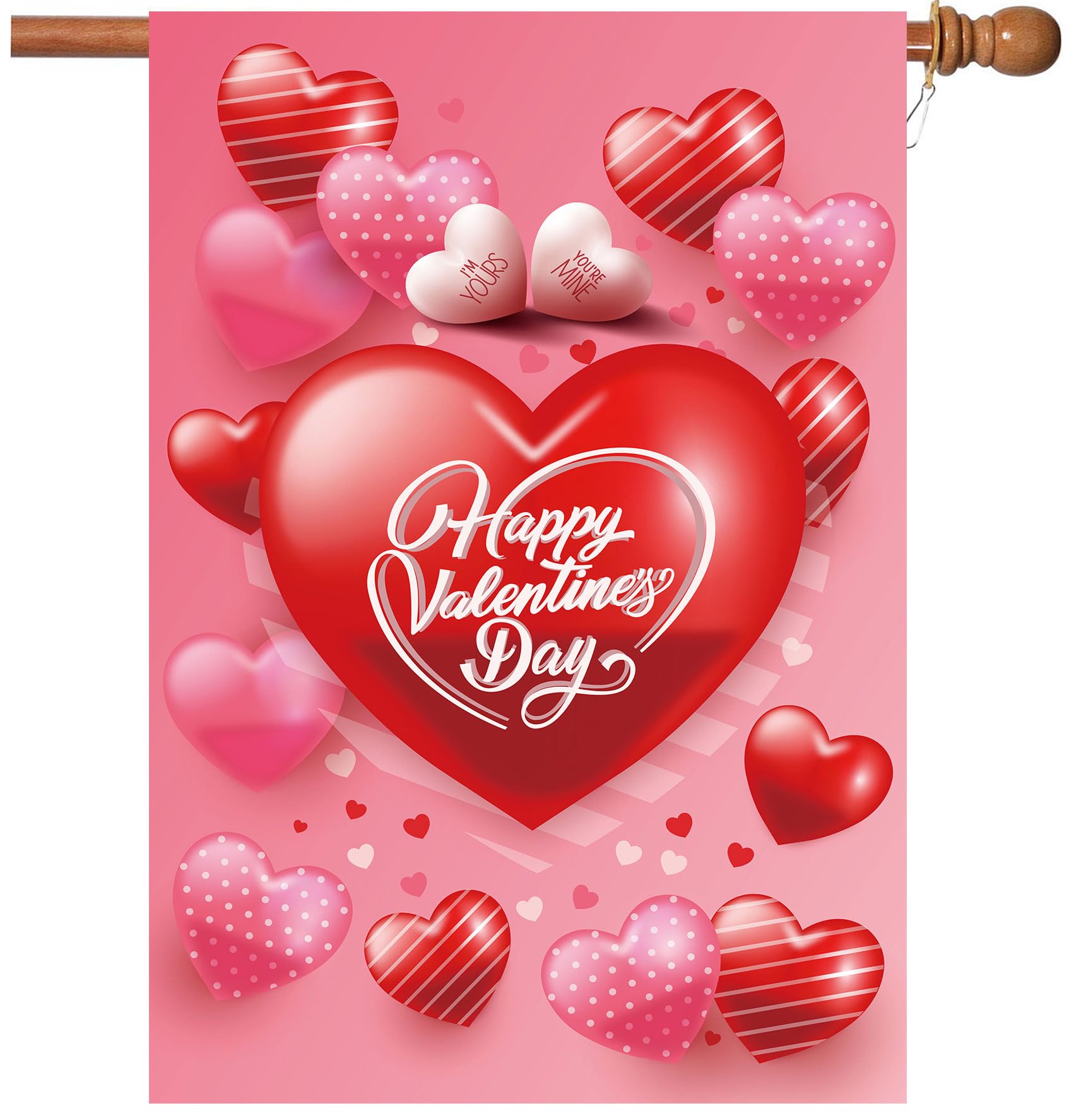 Amazon.com: Akeydeco Valentine's Day Flag,28x40 Inch Valentine's Heart ...