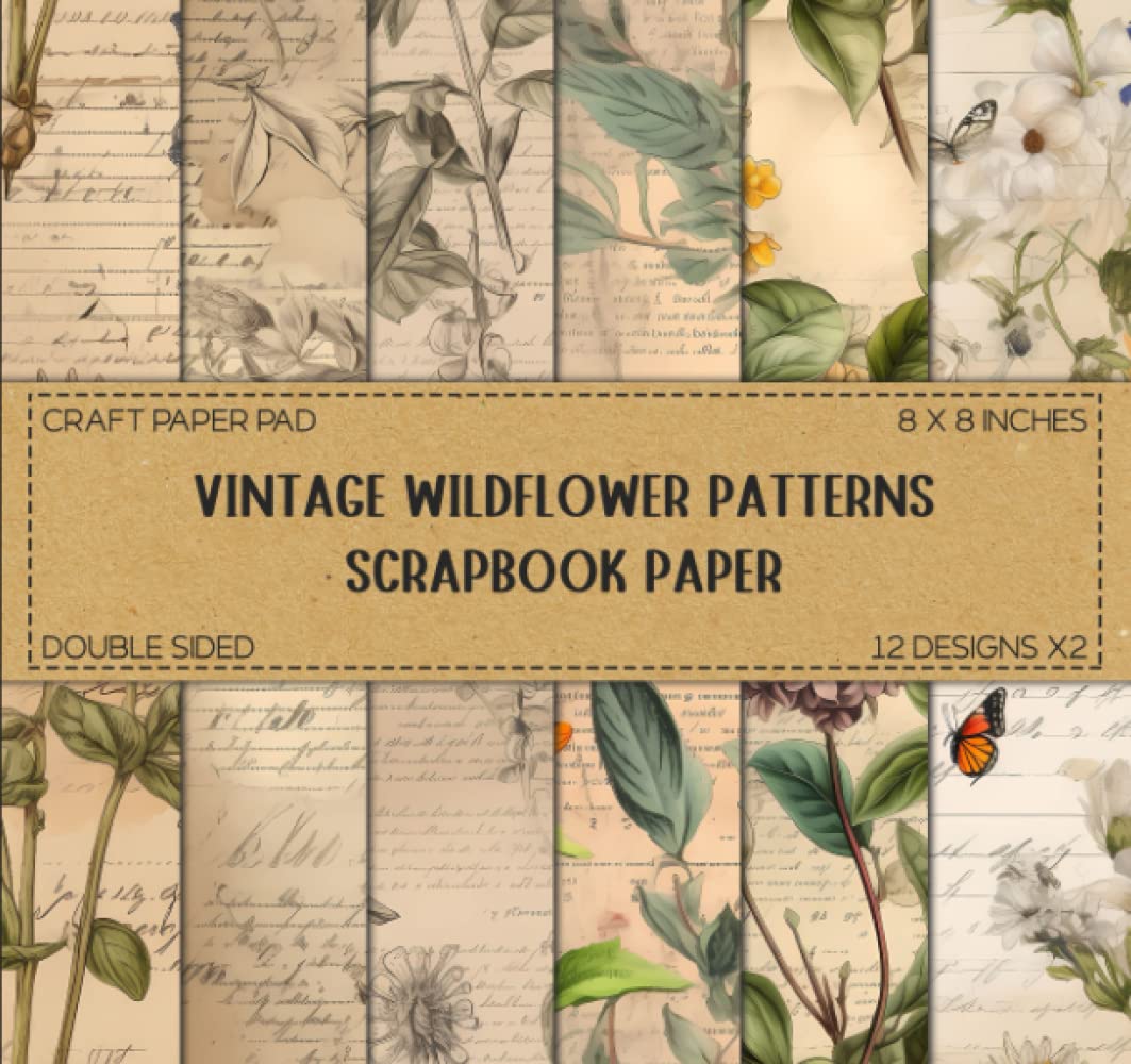 Vintage Scrapbook Paper: Botanical Wildflower Patterns, Scrapbooking ...