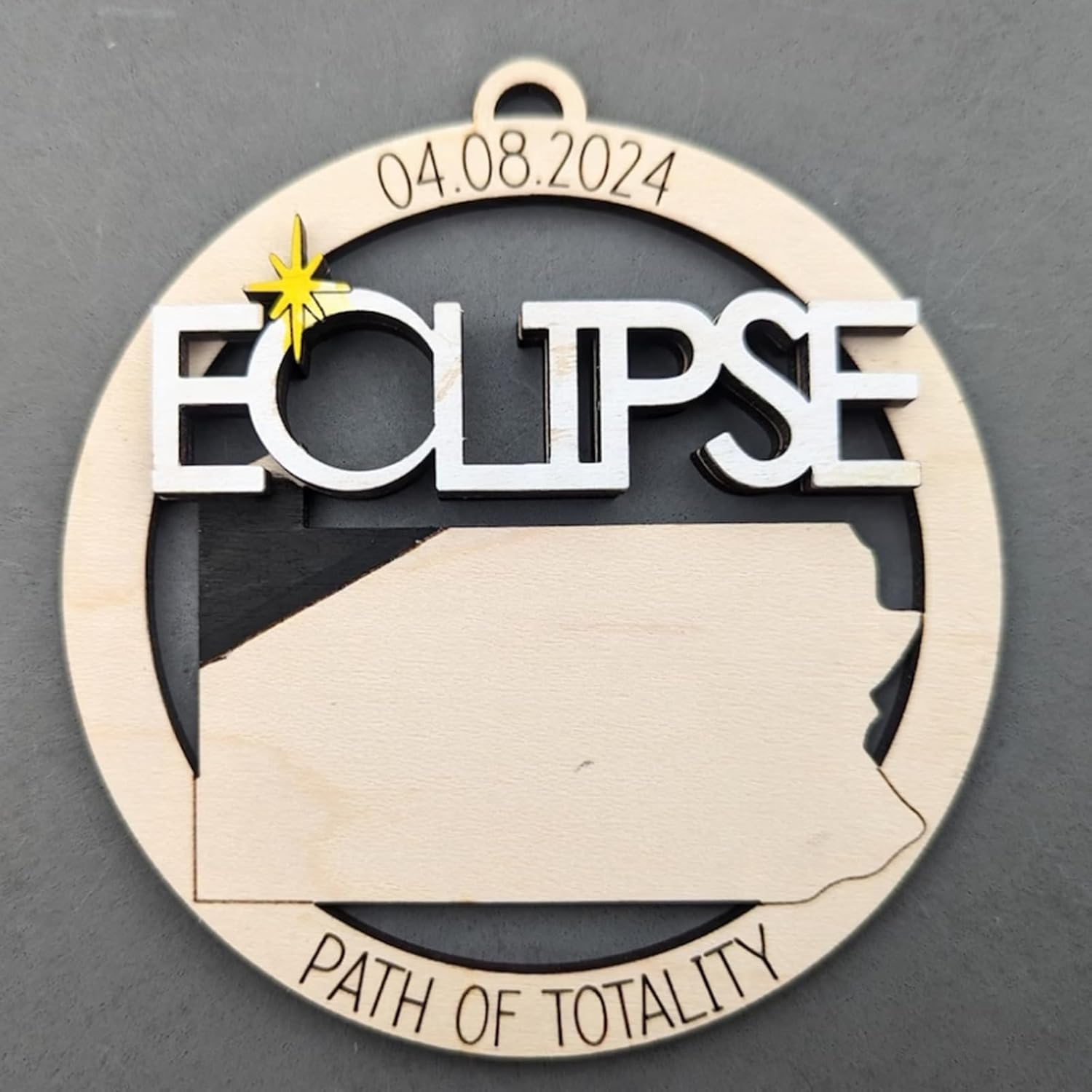 Solar Eclipse 2024 Ornament, Wooden 2024 Eclipse Keepsake, Path of ...