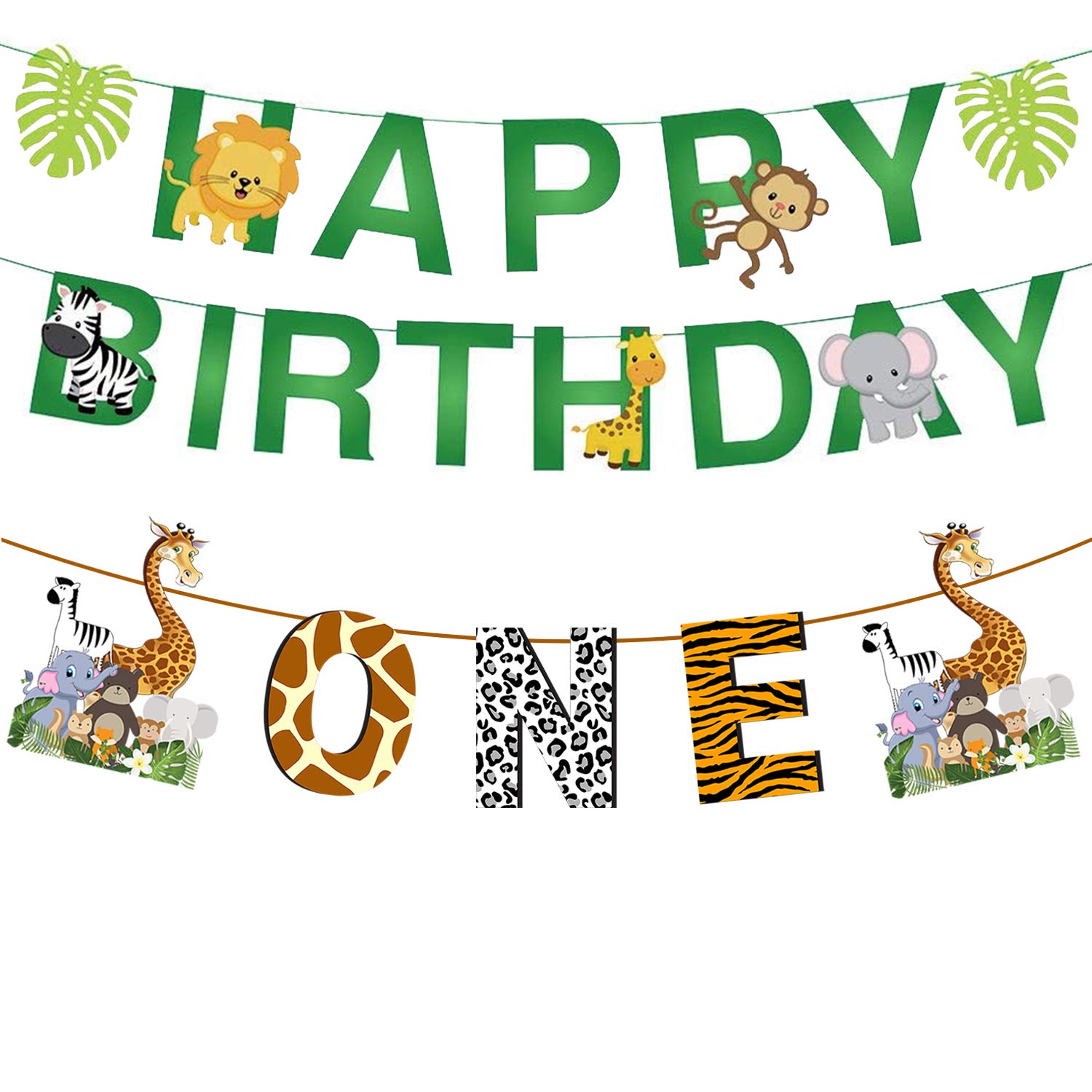 Buy Party Propz 2Pcs Jungle Animals Leaves 1st Birthday Happy Birthday ...