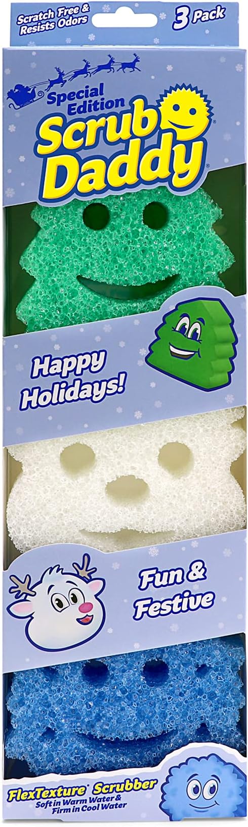 Scrub Daddy Sponge Set - Holiday Shapes - Non Scratch Scrubbers for ...