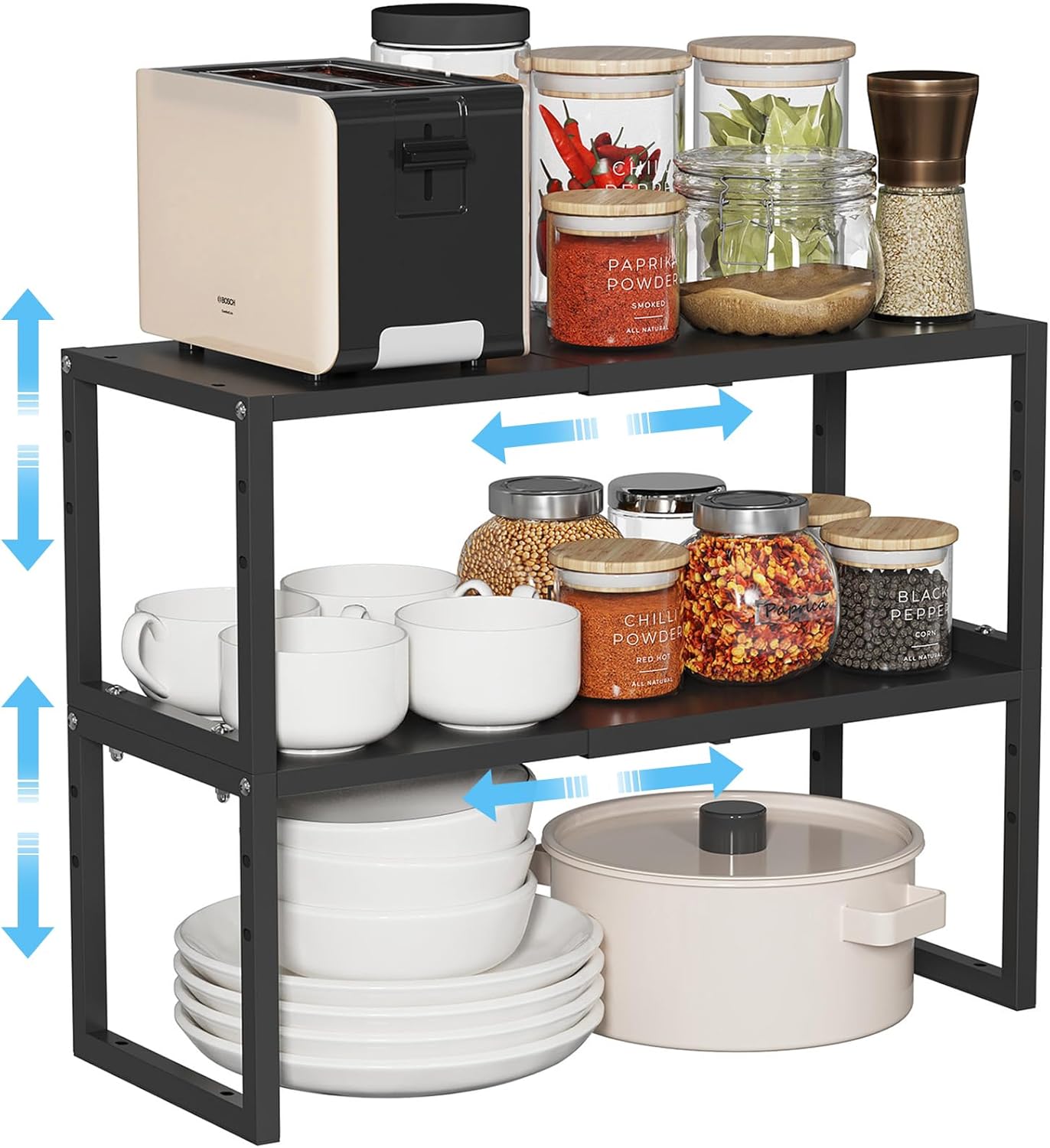 Amazon.com: 2 Pack Expandable Kitchen Cabinet Shelves Organizer,Heavy ...