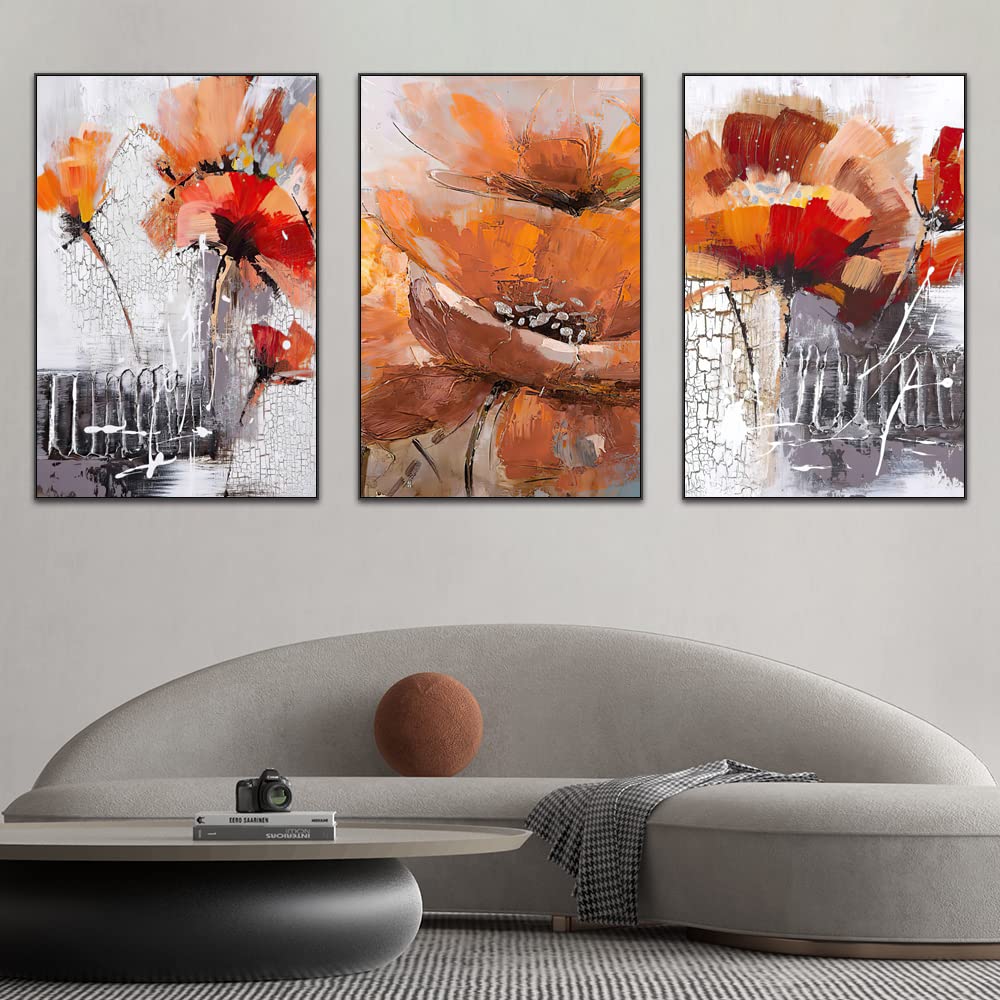Canvas Framed Wall Art Large size 16 "X 24" 3 Pieces Of Modern Abstract ...