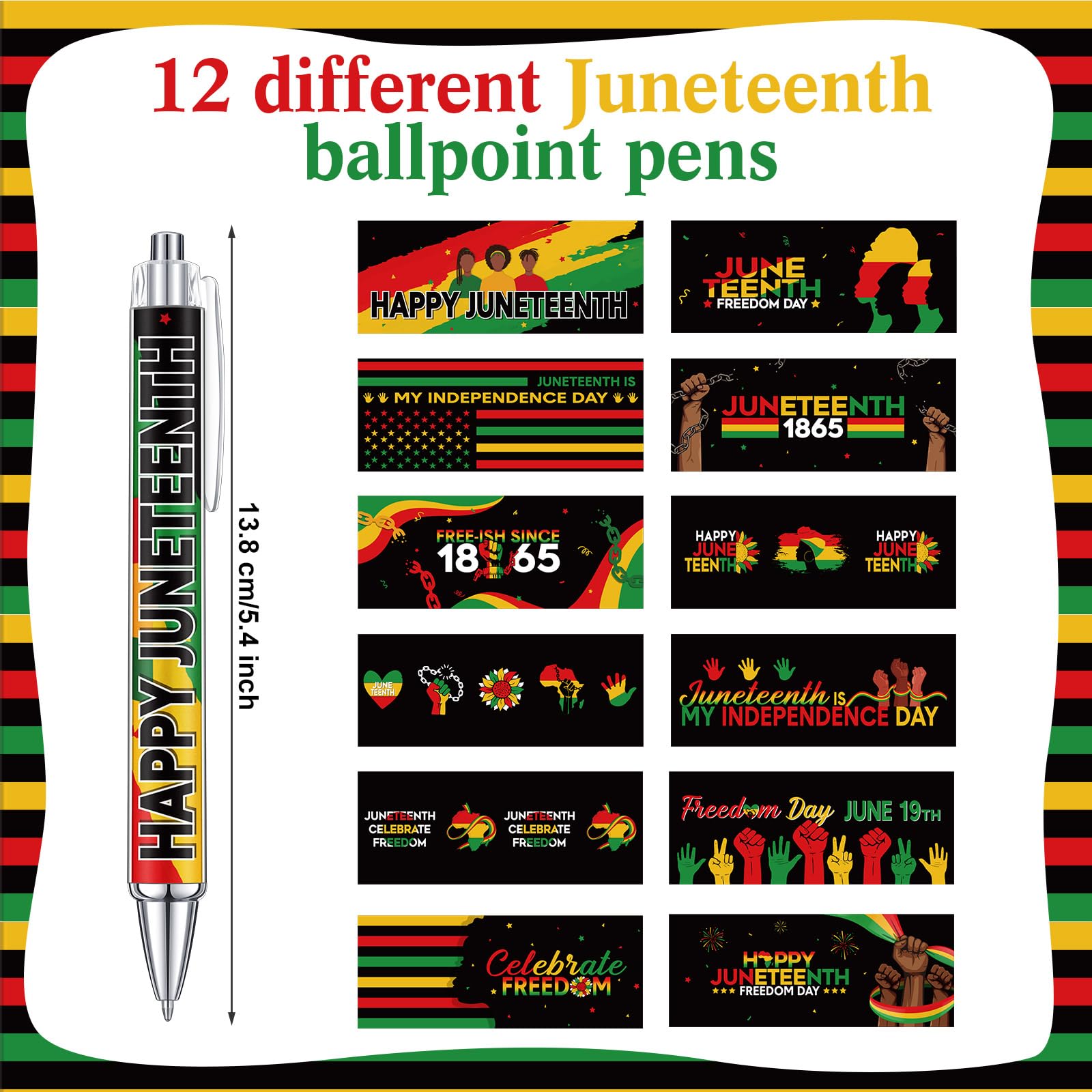 Snapklik.com : 48 Pcs Juneteenth Pens Bulk Happy Juneteenth Day ...