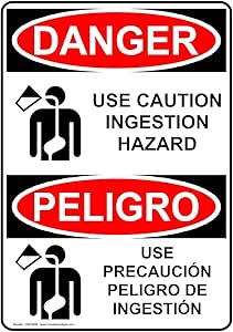 Amazon.com: OSHA DANGER Use Caution Ingestion Hazard Bilingual Sign ODB ...