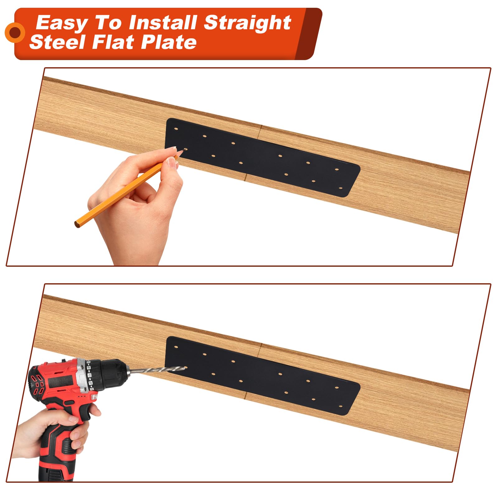 Snapklik.com : 2 Pcs 11.8"x3" Straight Steel Flat Plate, Heavy Duty ...