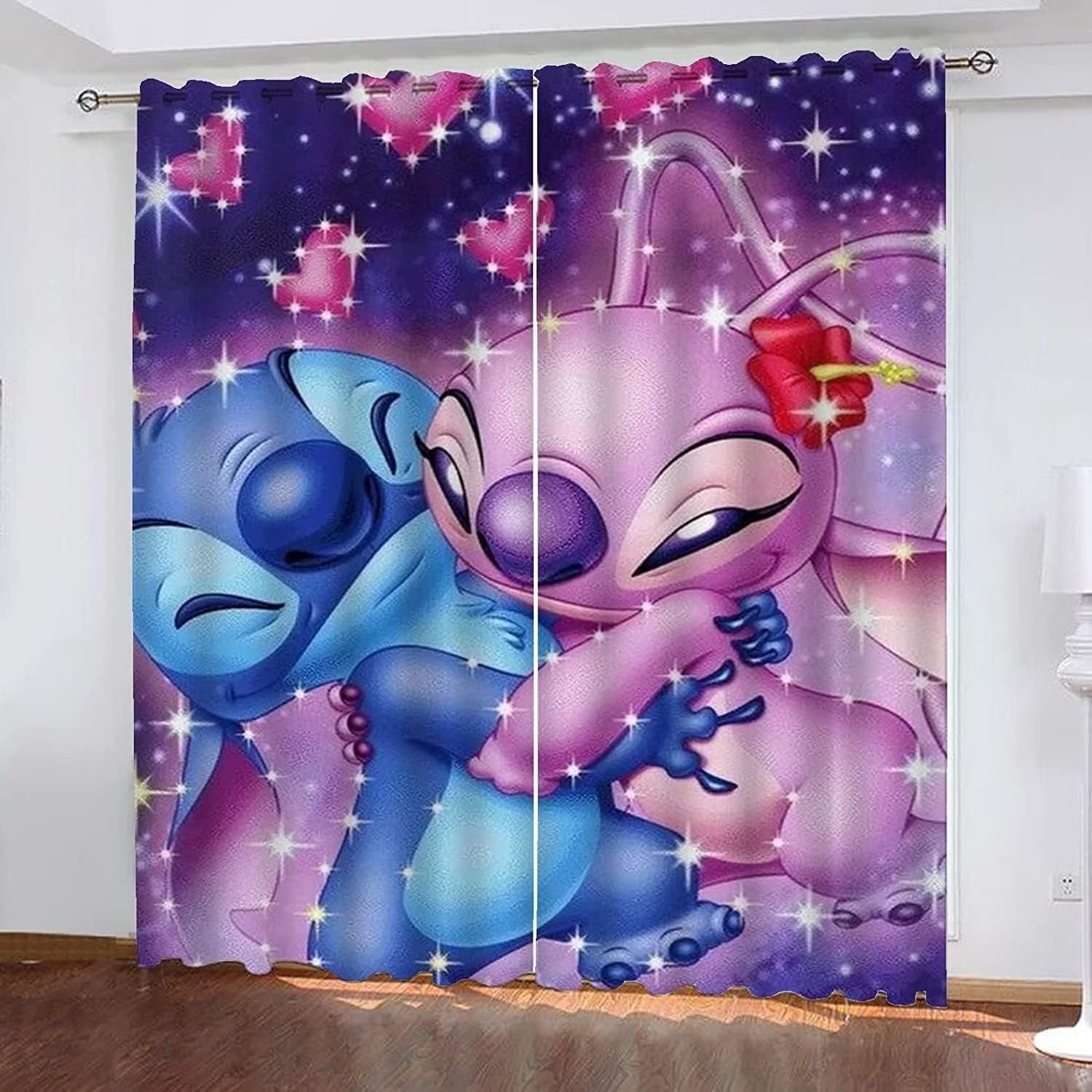 WINUO Anime Lilo & Stitch Opaque Blackout Curtains, 140 x 160 cm (L x H ...