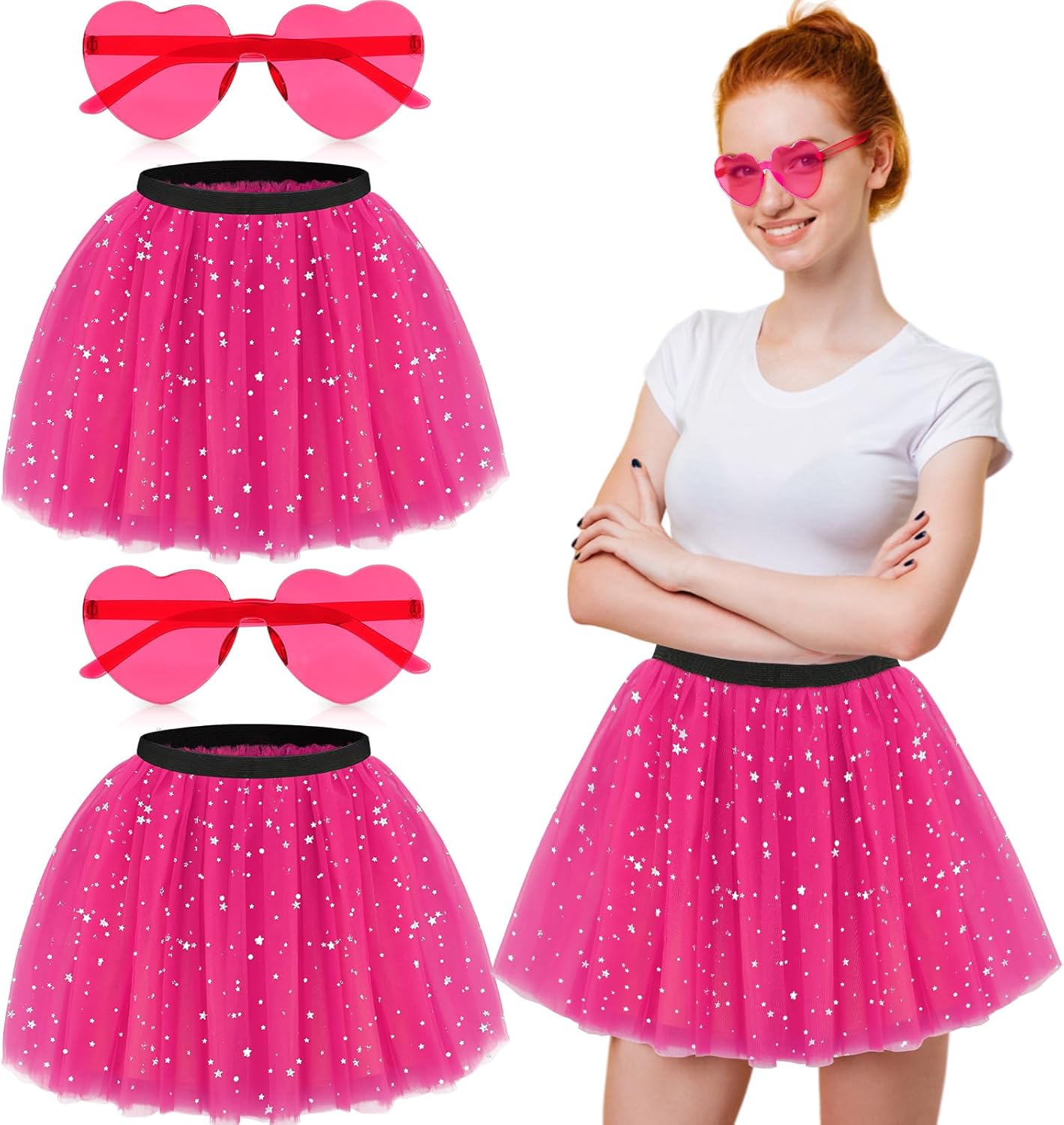 Amazon.com: Handepo 2 Set Adult Tutu Skirt Elastic 4 Layered Tulle Tutu ...