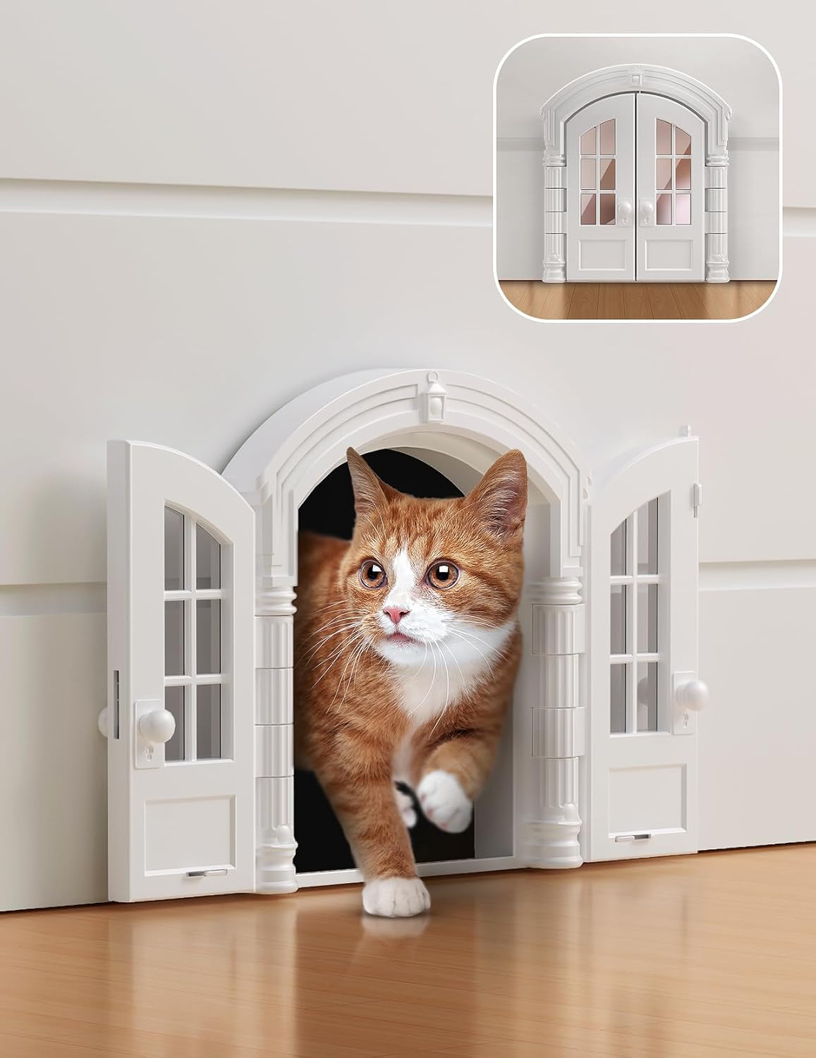 LIBBEPET Cat Door Indoor, French Bi-fold Indoor Pet Door for Average ...