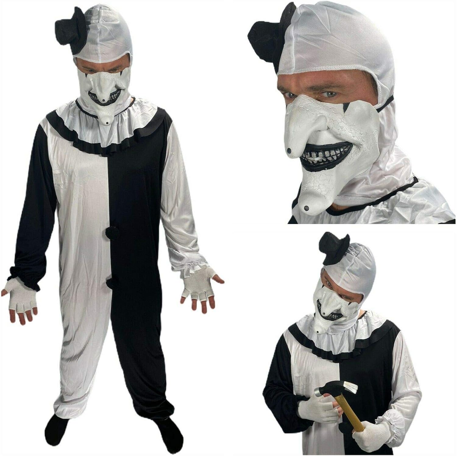 Amazon.com: Rubber Johnnies Terrifying Clown Halloween Costume, Adult ...