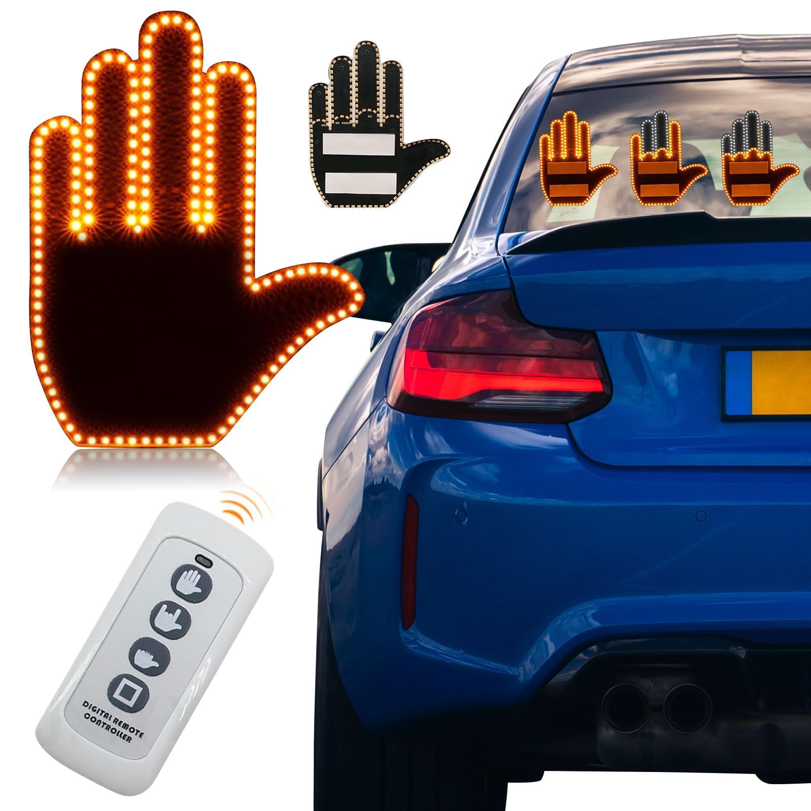 Amazon.com: Hand Gesture LED Light for Car, Fun Car Finger Light with ...