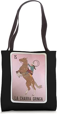 Amazon.com: La Charra Gringa Mexican Slang Chicano Bingo Cards Tote Bag ...