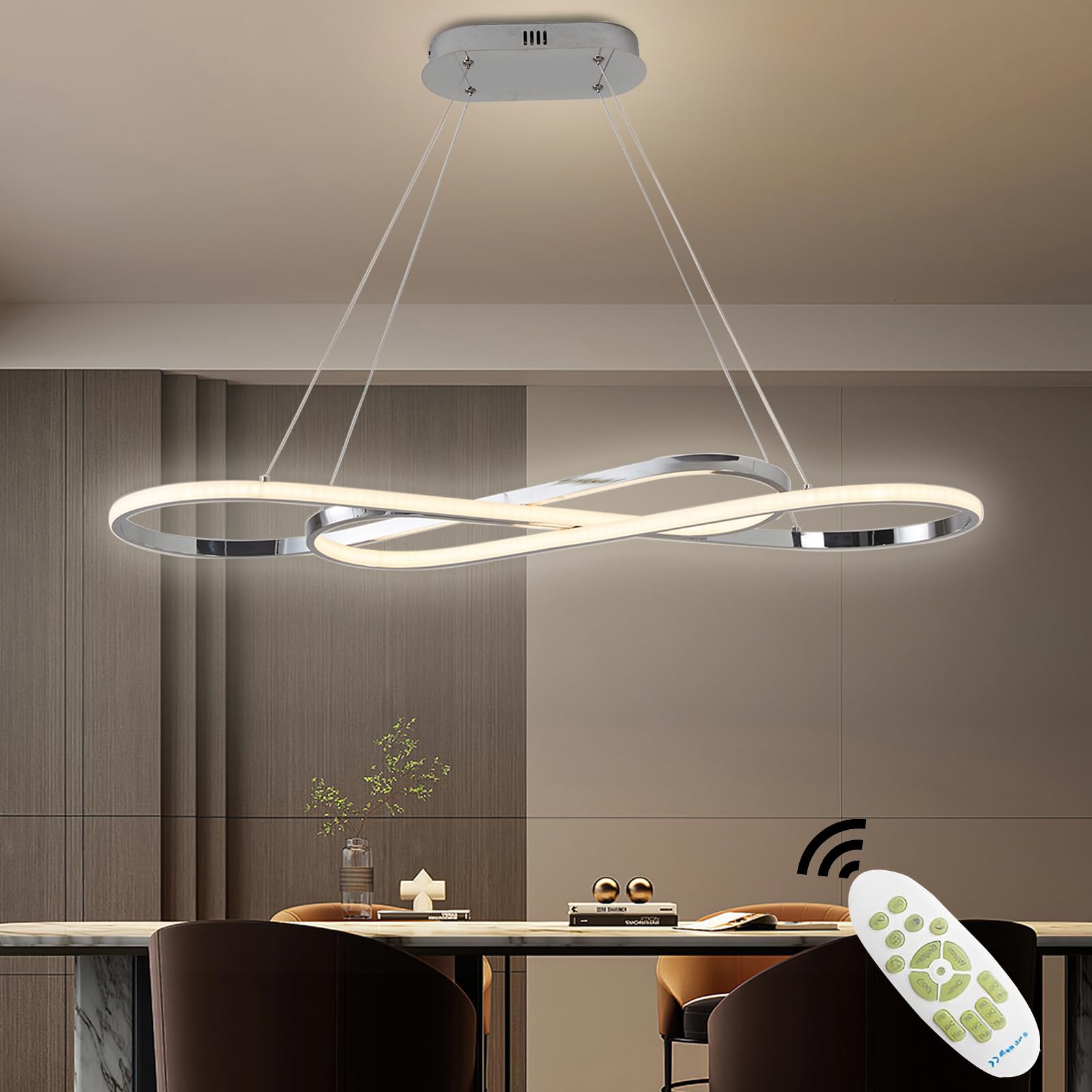 AJZLQA Modern LED Pendant-Light Dimmable-Fixture Height Adjustable ...