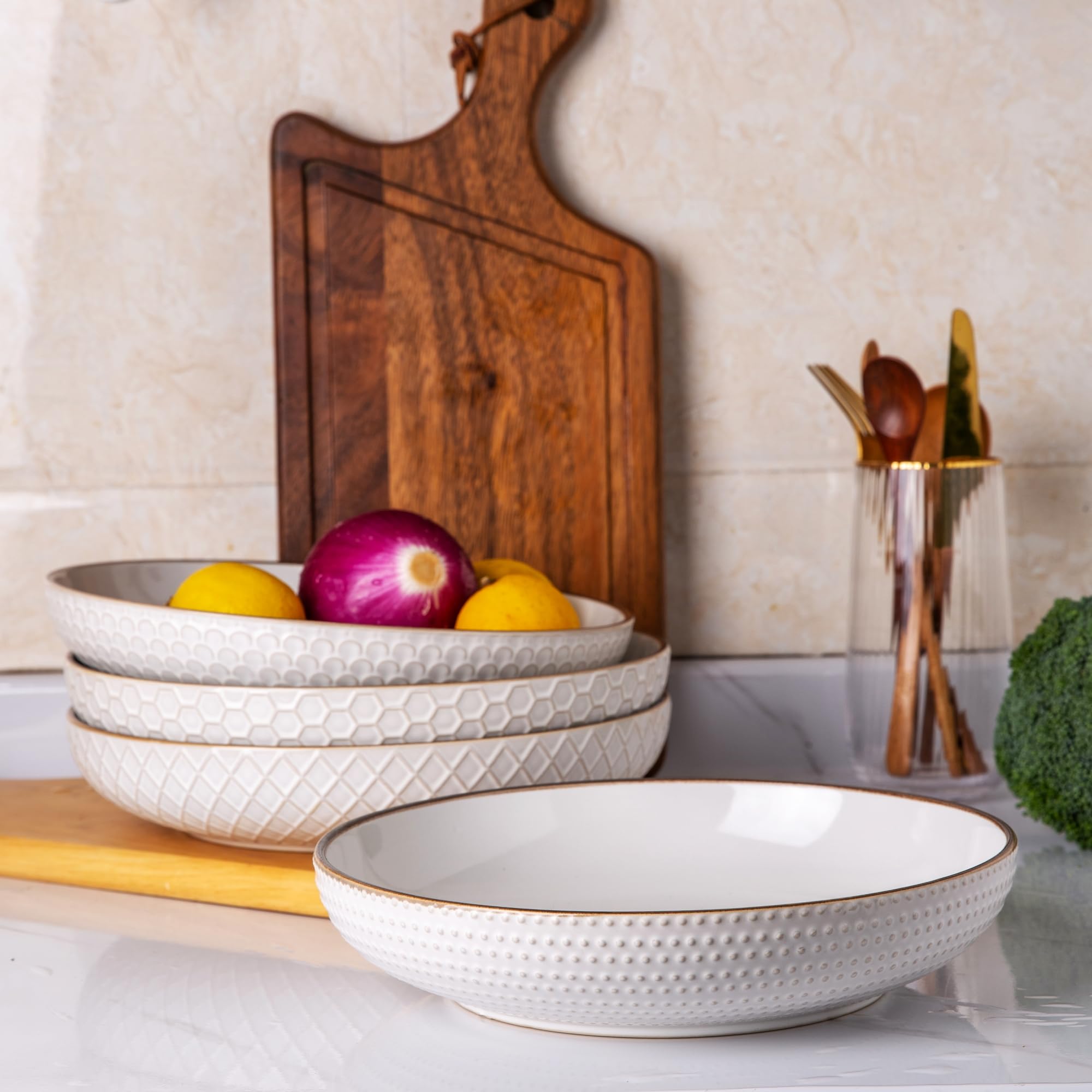 GBHOME 9.5'' Large Pasta Bowls, 42 Ounce Stoneware Salad Bowls for ...