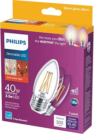 Philips Warm Glow 40W Equivalent Soft White B11 Medium Dimmable LED ...