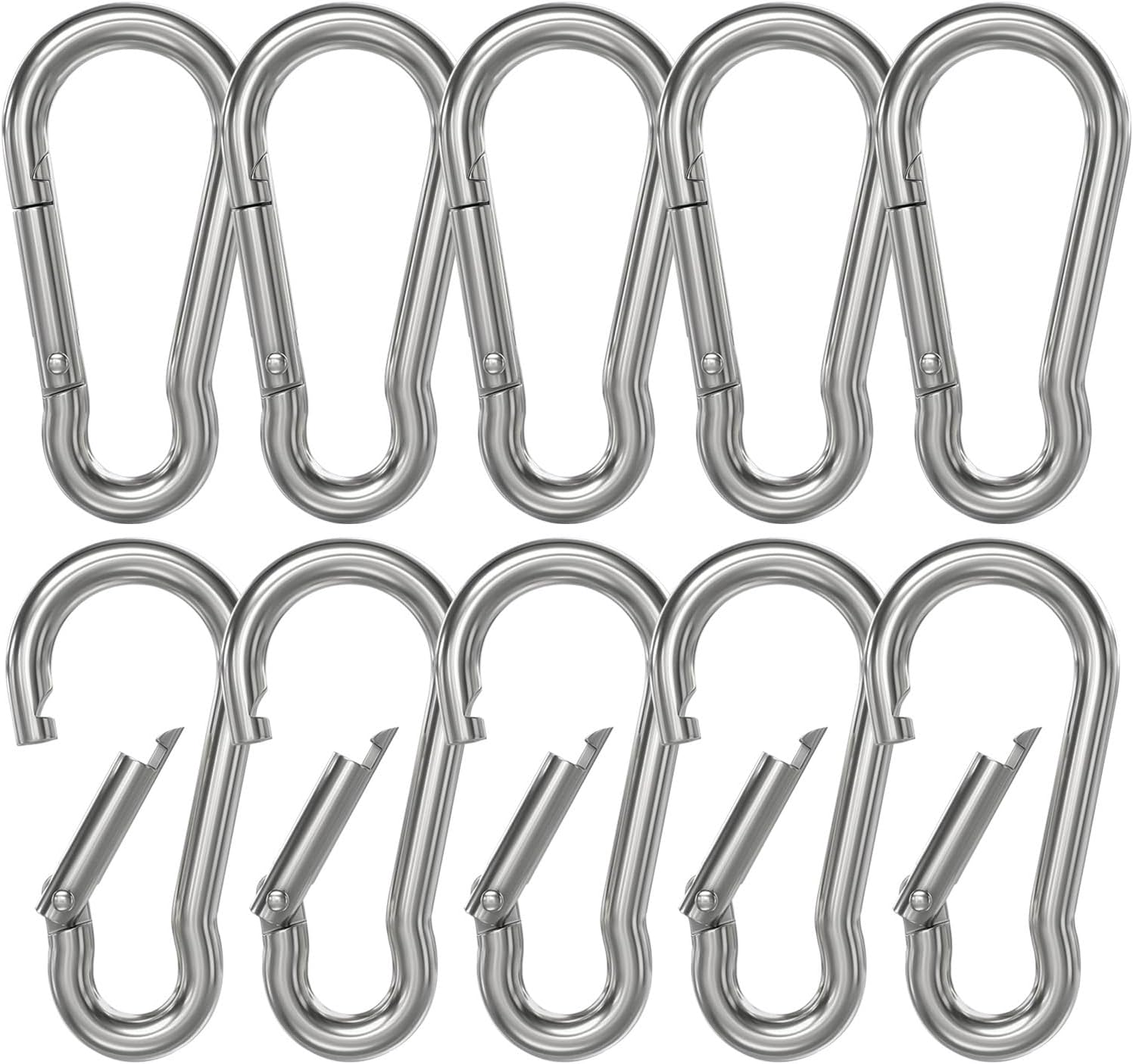 GOLDEROC 10PCS M6 Carabiner Clip Heavy Duty, 304 Stainless Steel ...