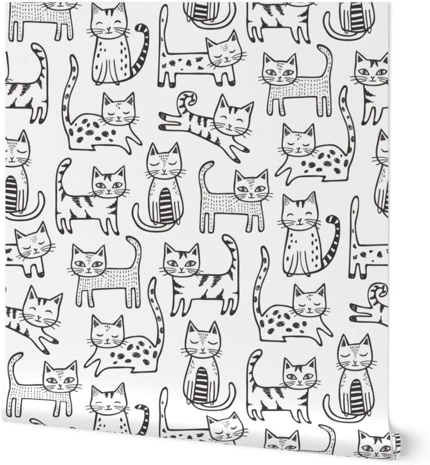 Peel & Stick Wallpaper Swatch - Cats Stripes Kitten Geometric Cute ...
