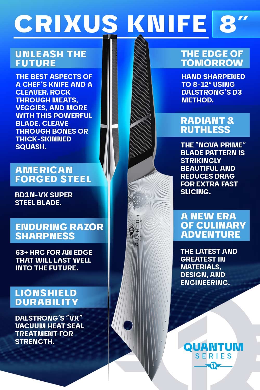 Snapklik.com : Chef & Cleaver Hybrid Knife - 8" - The Crixus - Quantum ...