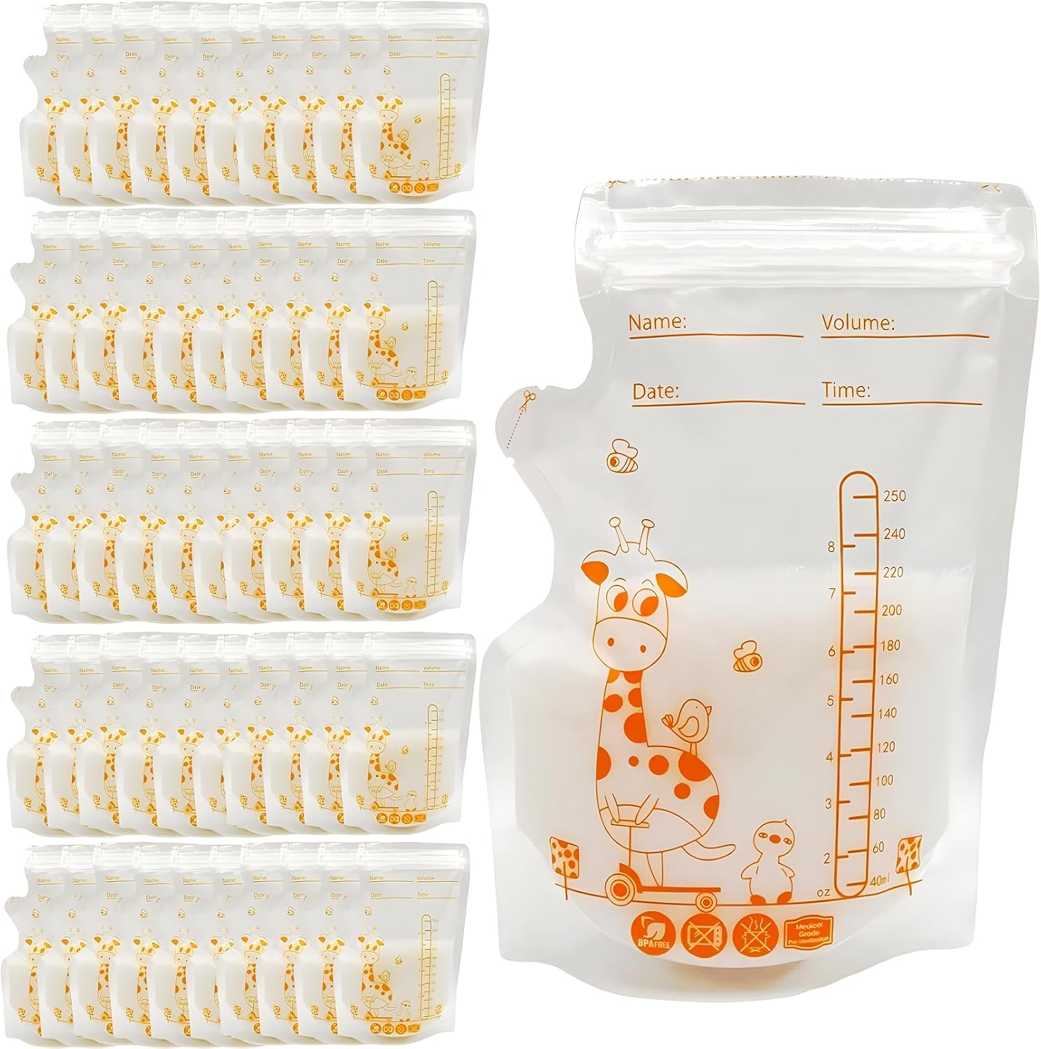 MORJCG 50 Pcs Breast Milk Storage Bag, Breast Milk Storage, 250ml ...
