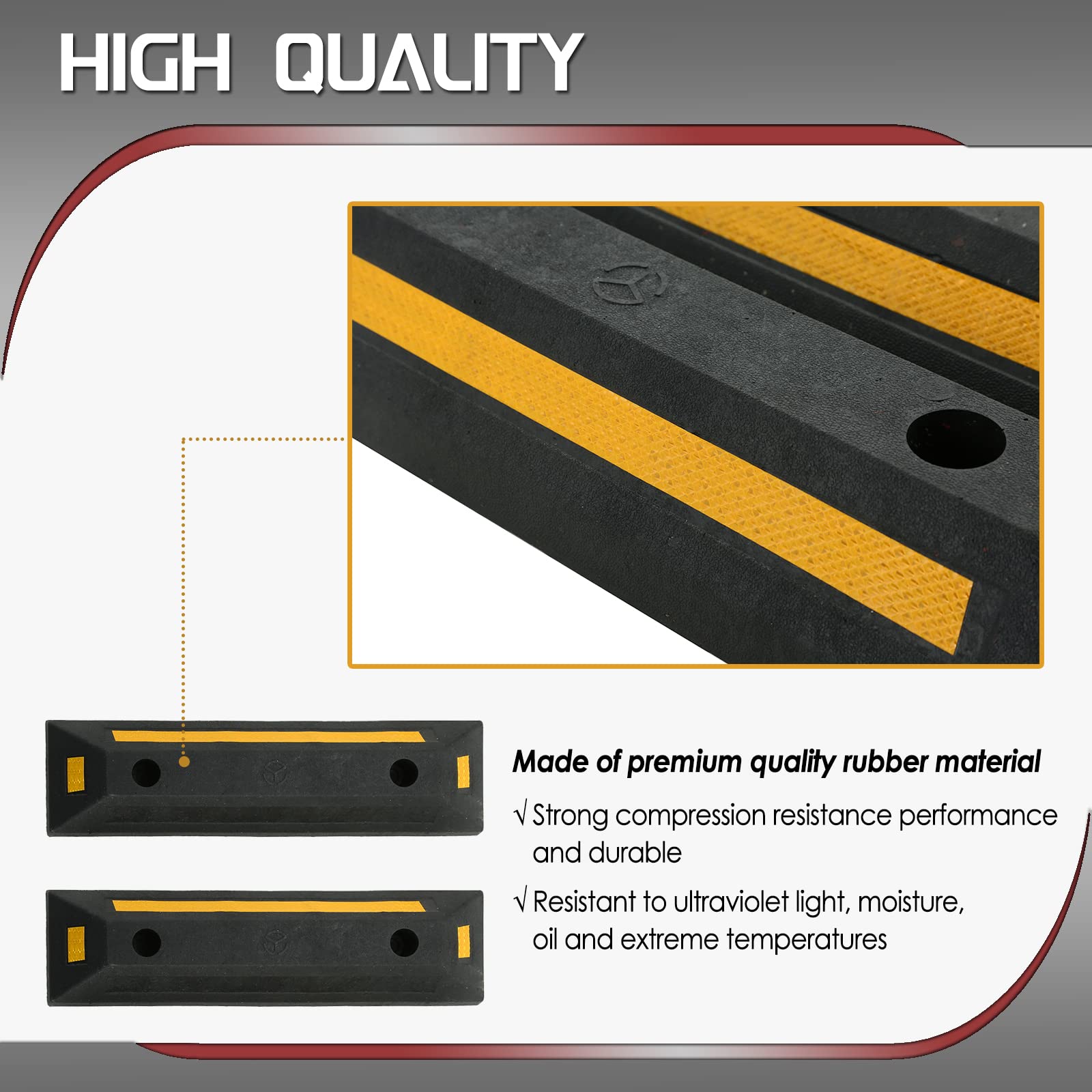 ATPEAM Rubber Curb Vehicle Floor Stopper Heavy Duty 2 Pack Black ...