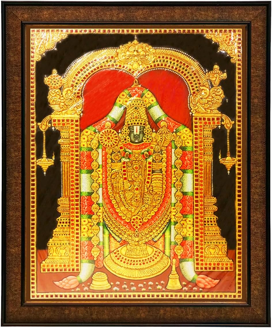 Amazon.com: Mangala Arts Perumal Antique Tanjore Painting, 24 Carat ...