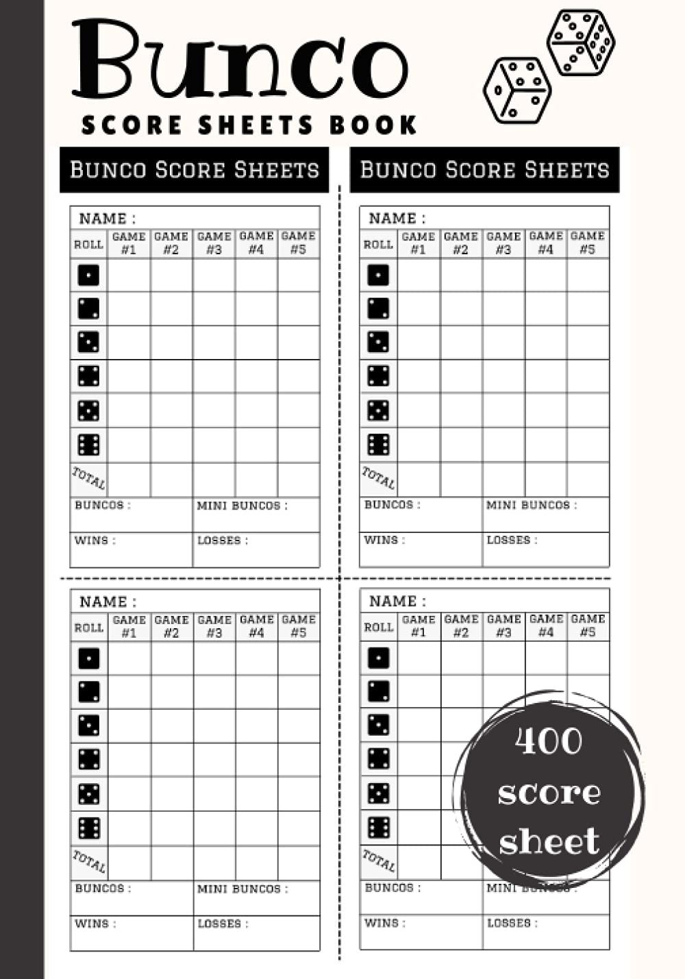 Bunco Score Sheets Bunco Score Book Bunco Scorekeeping Bunco Score ...