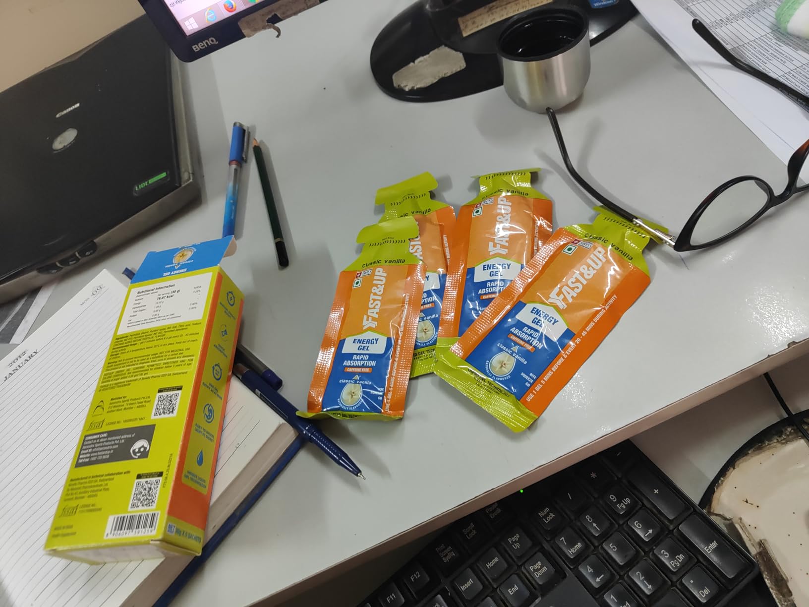 Fast&Up Energy Gel- Zesty Lemon flavour (Caffeine free)- Pack of 5 Gel ...