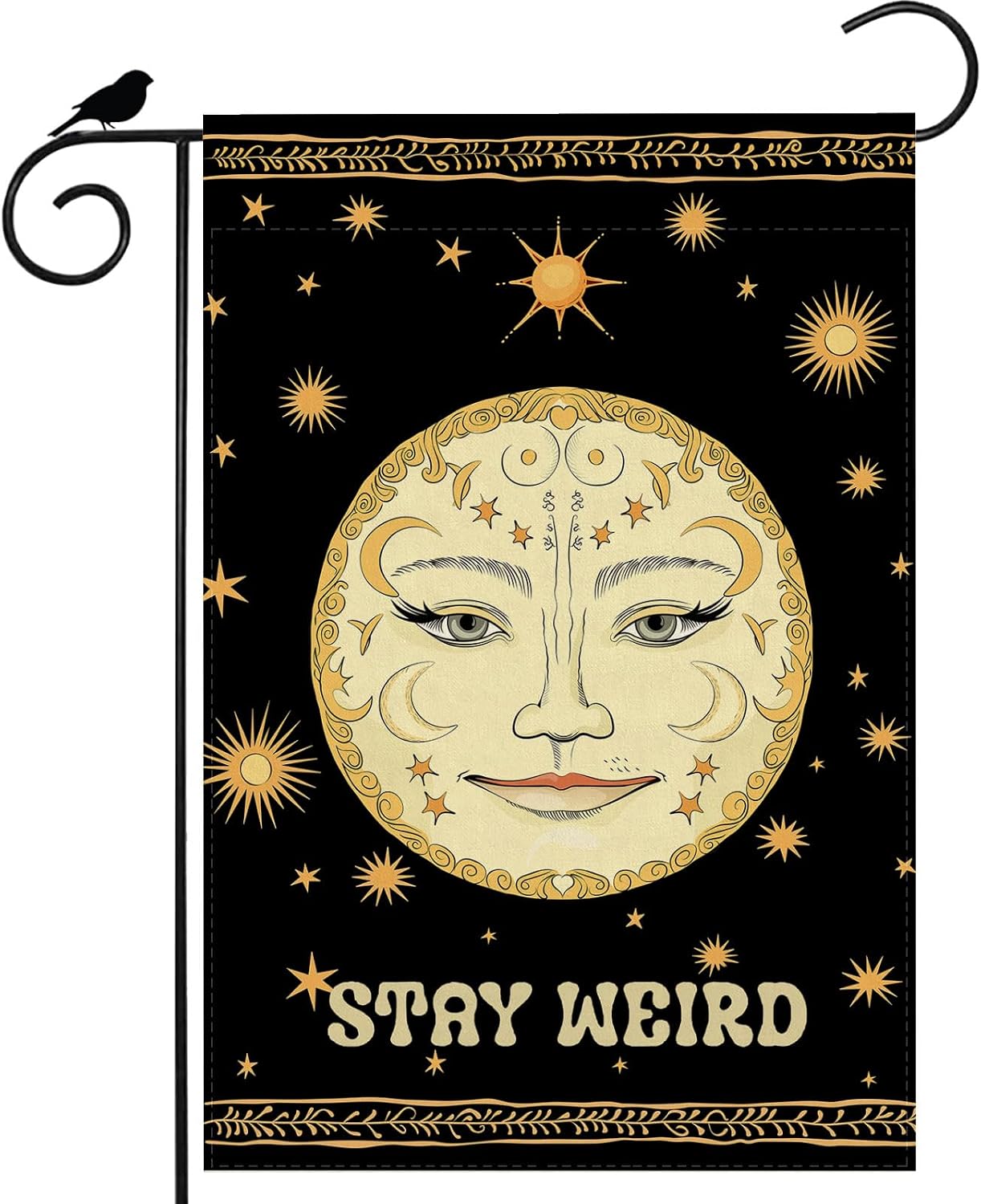 Amazon.com : ZAEW Boho Style Moon Stars Stay Weird Bohemia Funny Garden ...