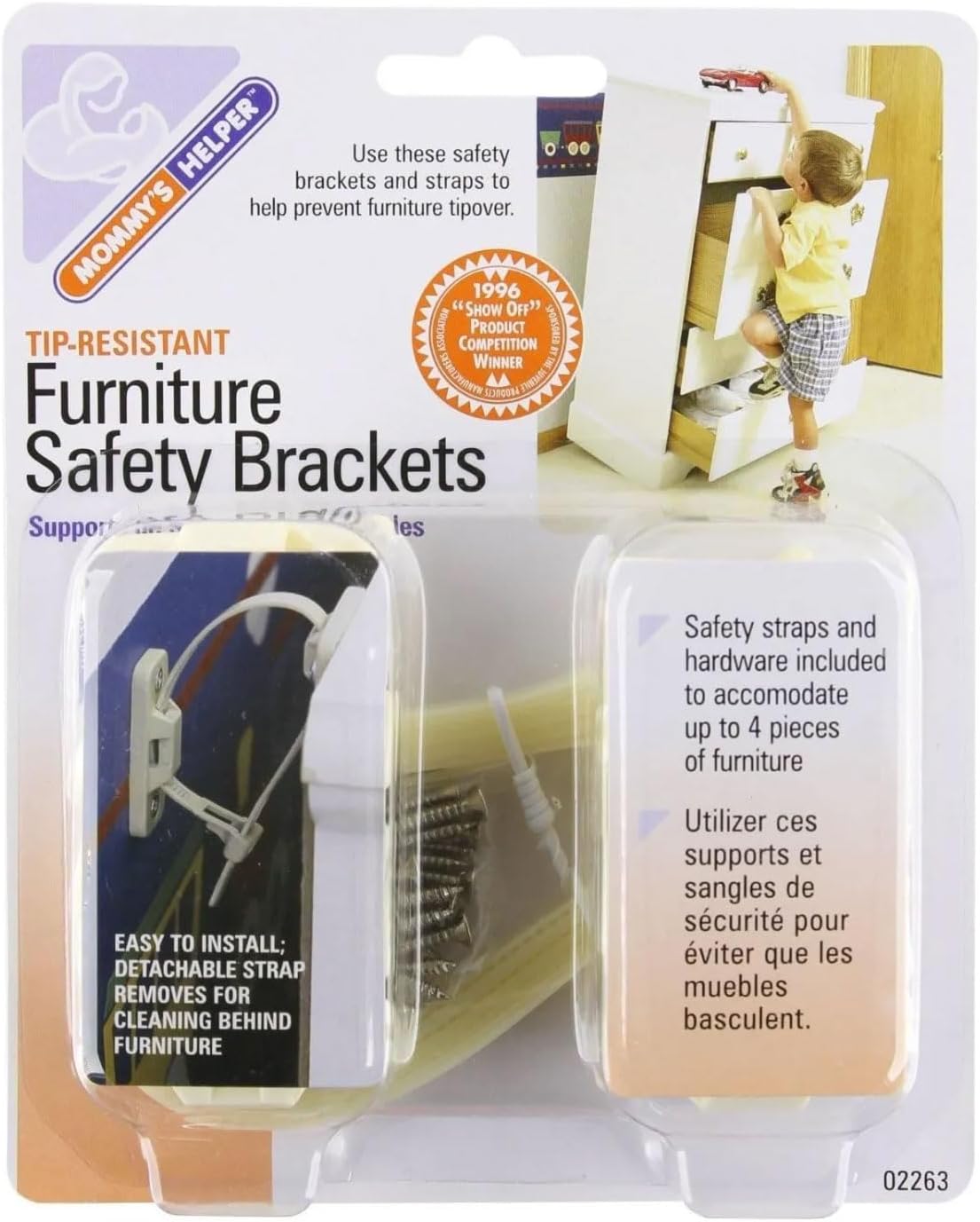 Mommy's Helper Tip-Resistant Furniture Safety Brackets, Ivory, 8-Pack ...