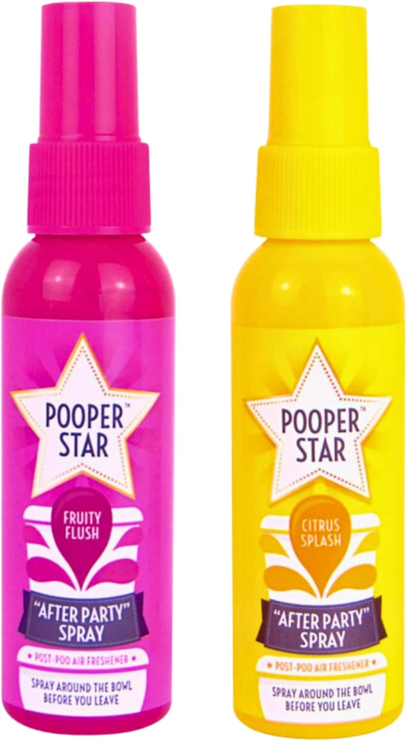 2 x 60ml Pooper Star Toilet Spray (Citrus Splash & Fruity Flush ...