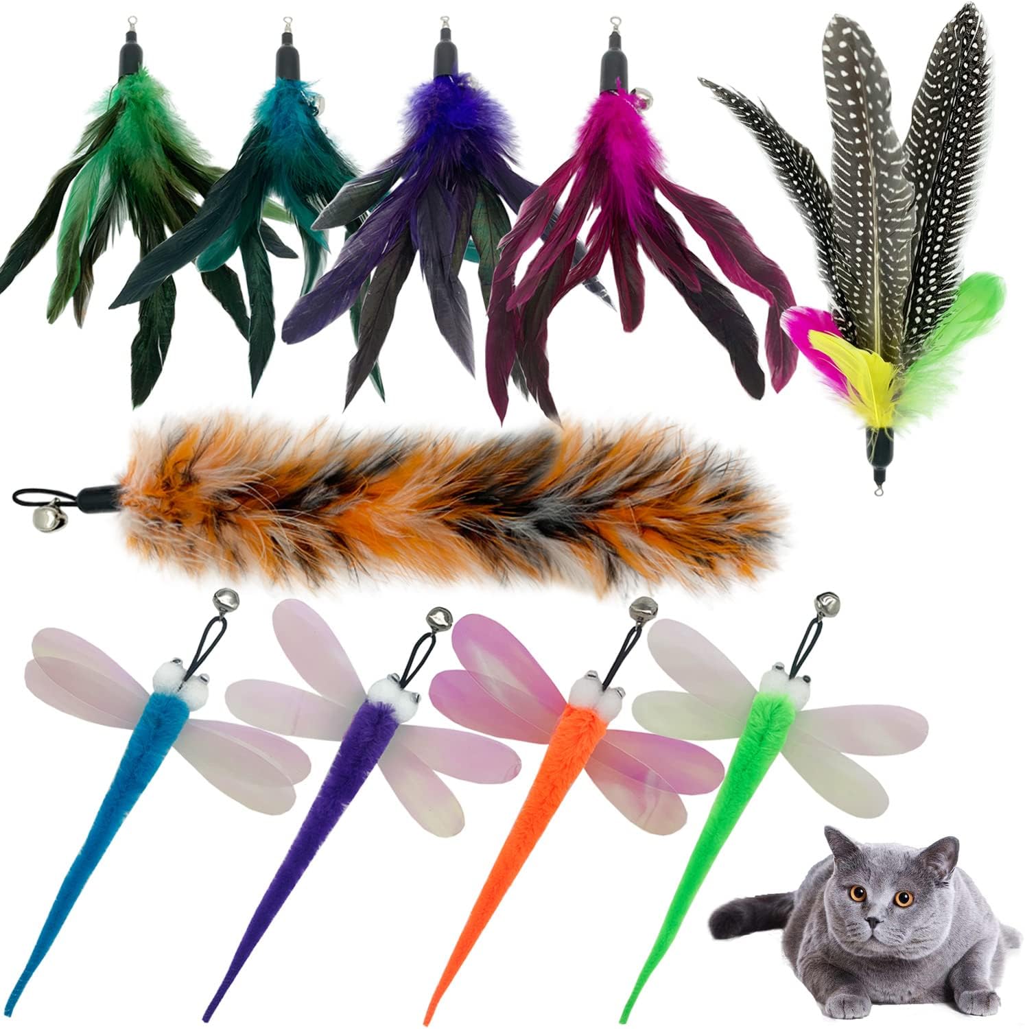 Amazon.com: CATENESS Cat Feather Toys Refills Cat Toy Wand Replacement ...