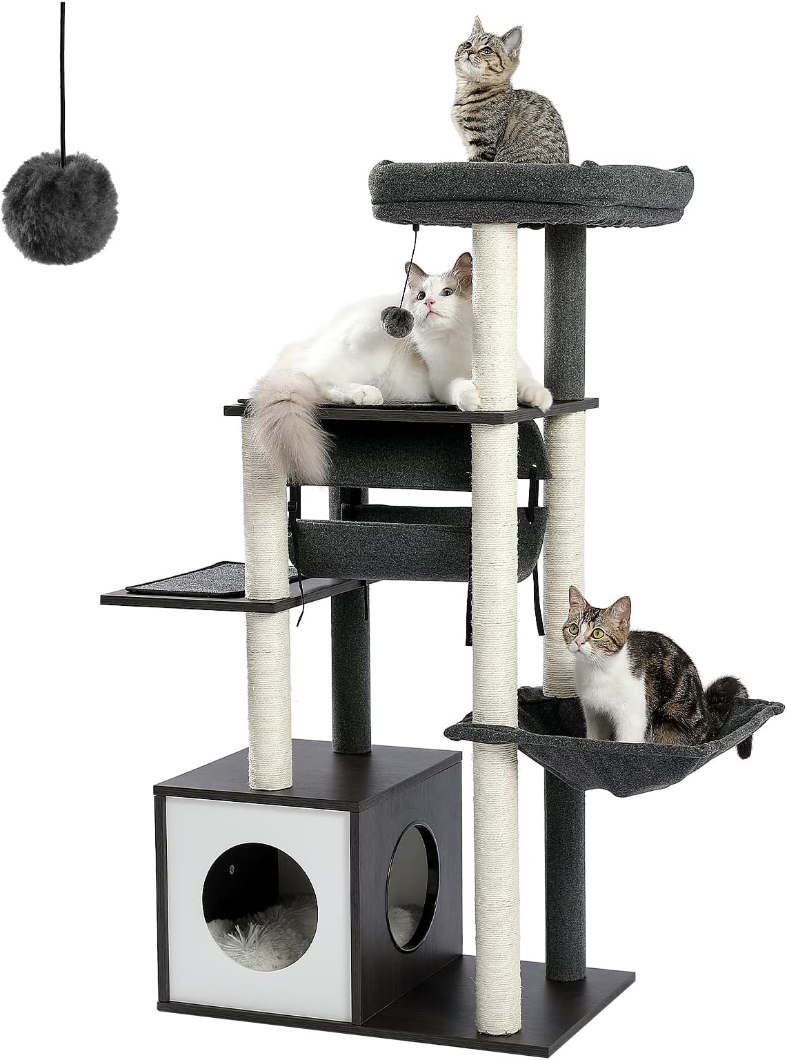 PAWZ Road Wooden Cat Tree Platform Design Modern Cat Tree with Hanging ...