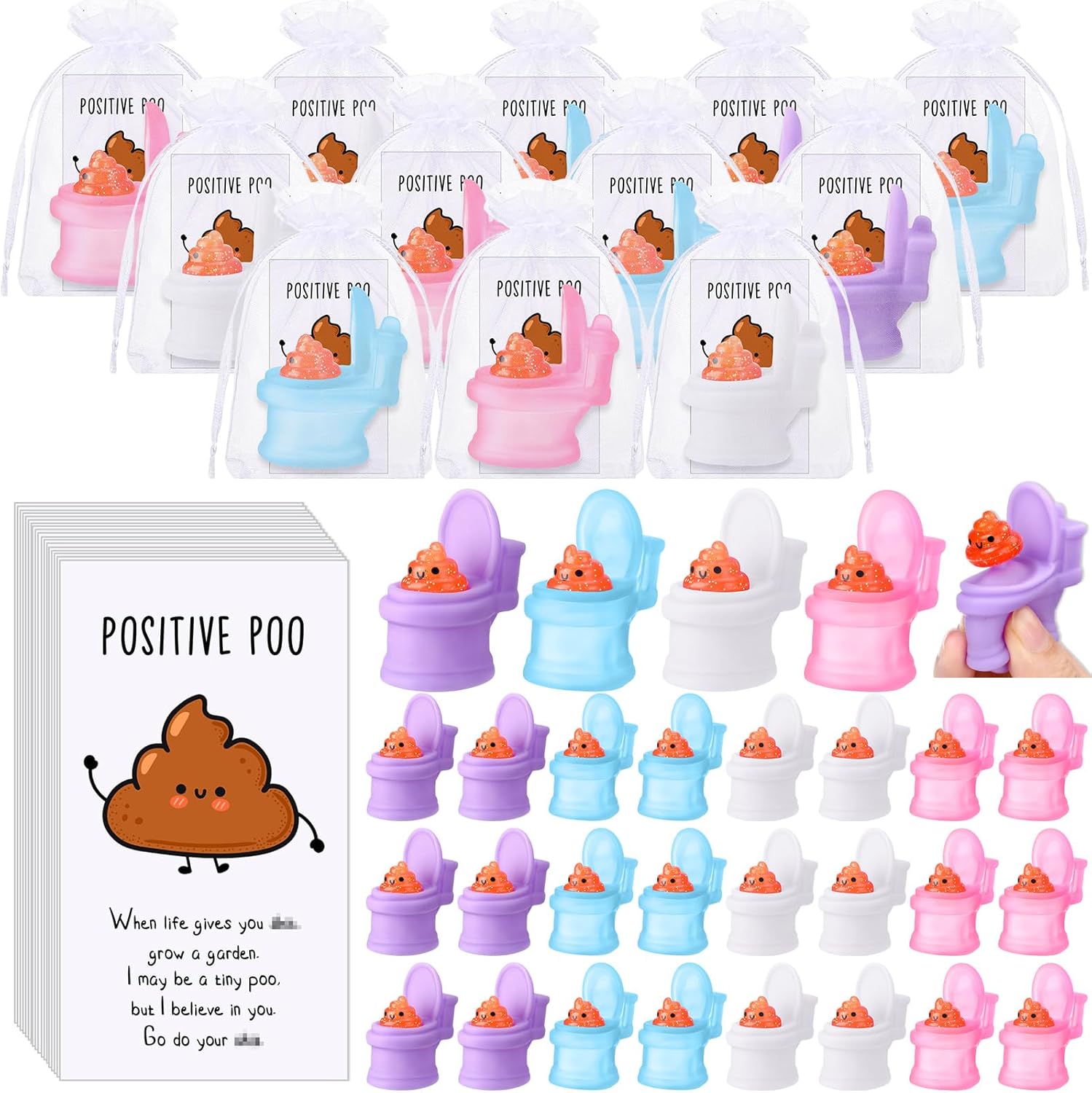 Amazon.com: HyDren 12 Sets Funny Positive Poo Gifts Mini Gag Toilet ...