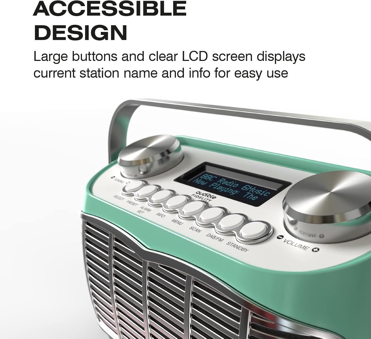 Audible Fidelity DAB Radio Alarm Clock Bedside Mains Powered Or Battery ...