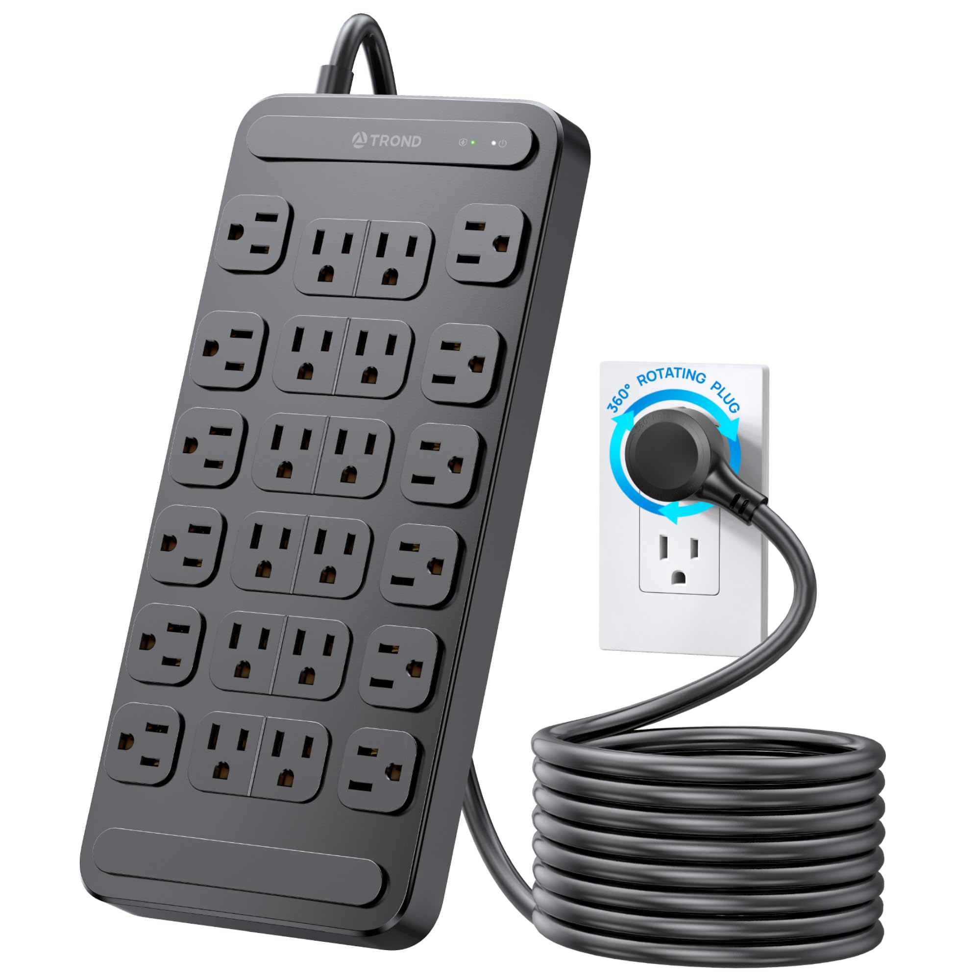 Amazon.com: TROND Surge Protector Power Strip 360° Rotating Flat Plug ...