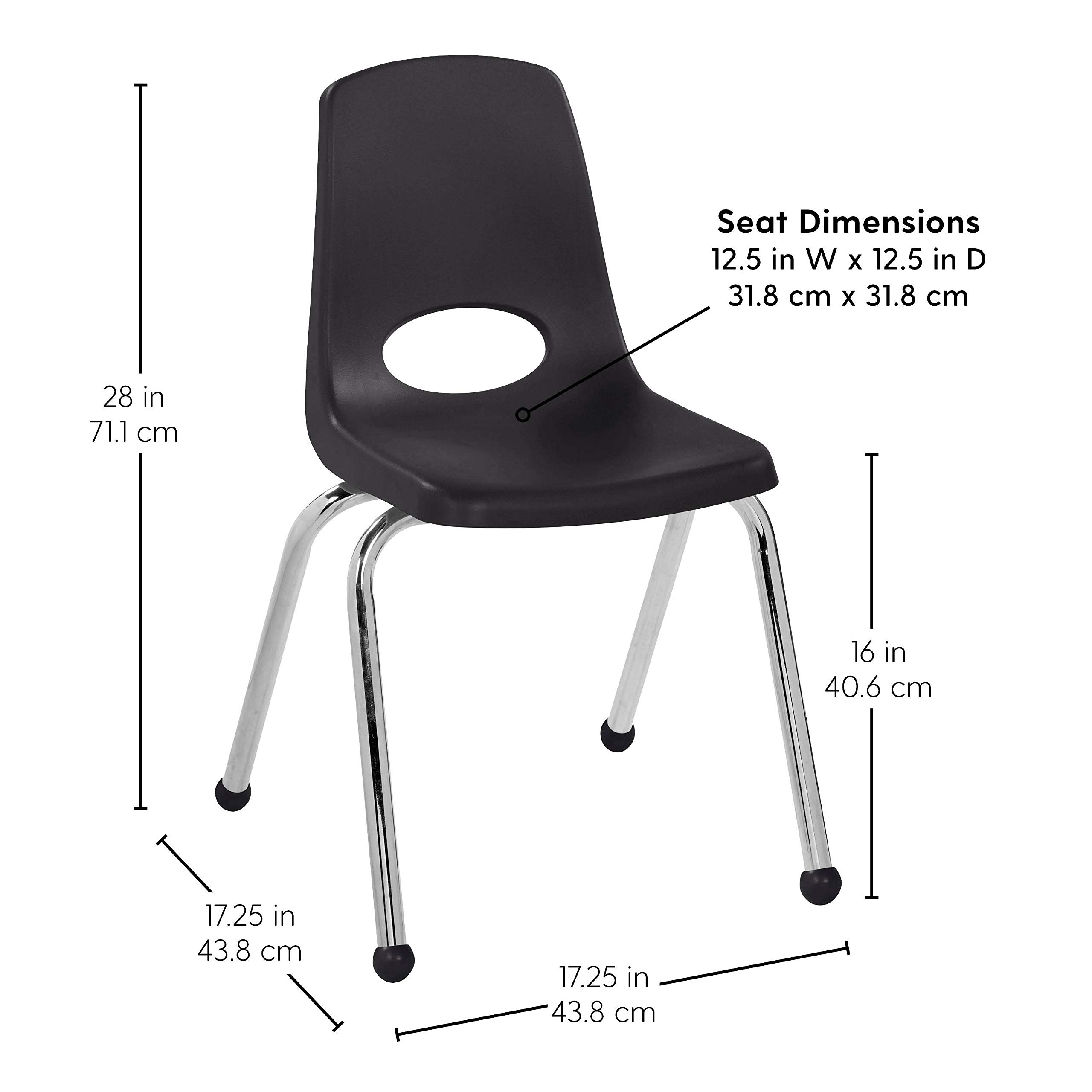 FDP 16" School Stack Chair, Stacking Student Seat with Chromed Steel ...