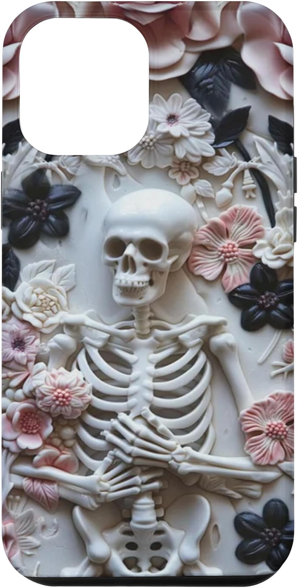 Amazon.com: iPhone 14 Pro Max Whimsigoth Skeleton - Pink - Black Floral ...